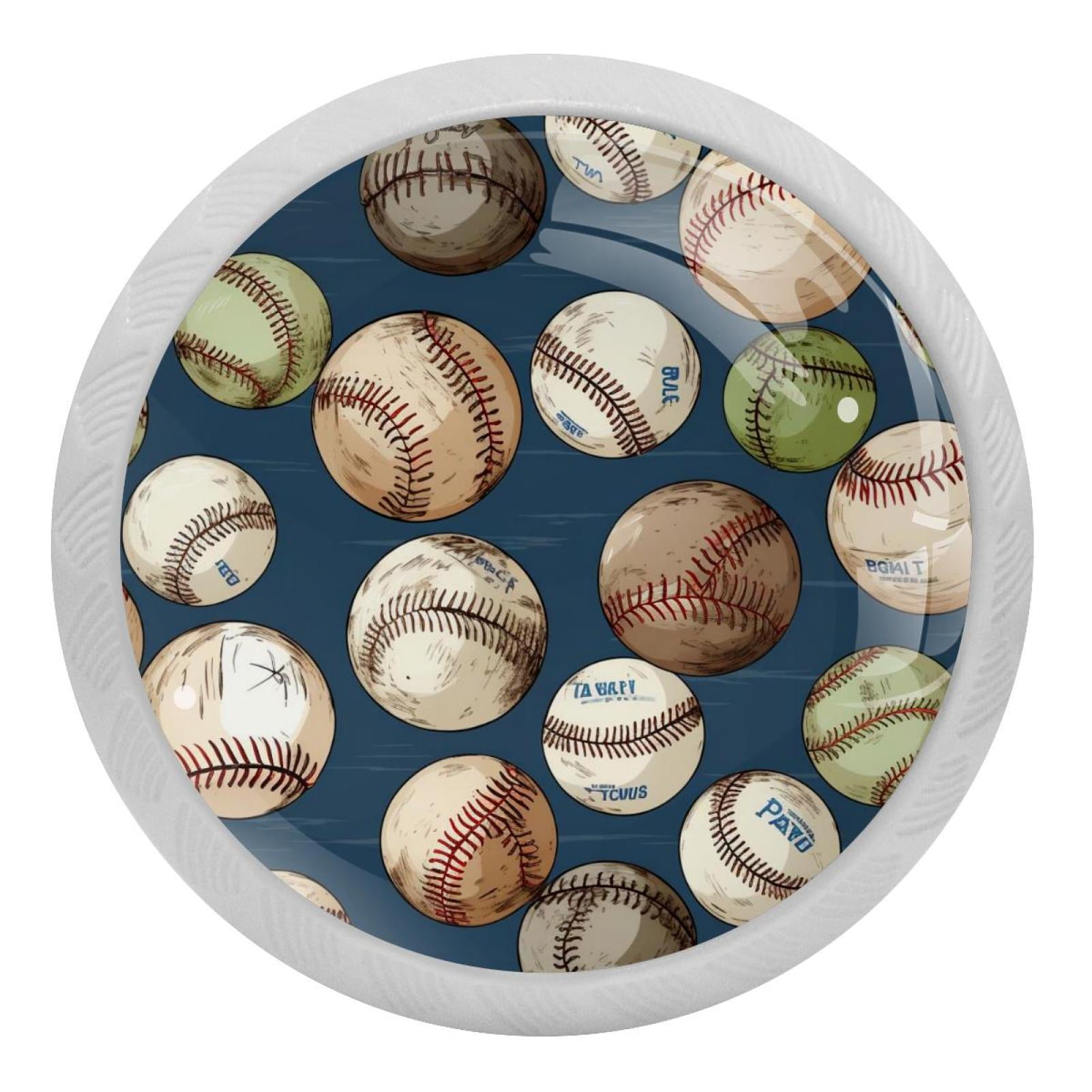 Baseball Fluorescent Drawer Pulls with Screws - Round 4-Pack Glow-in ...