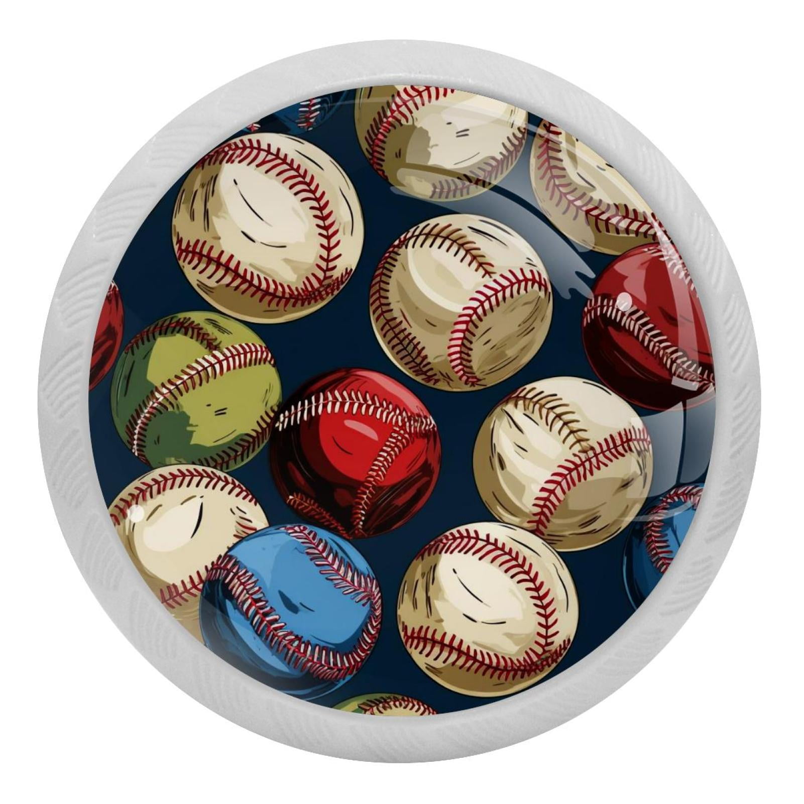 Baseball Fluorescent Drawer Pulls with Screws - Round 4-Pack Glow-in ...