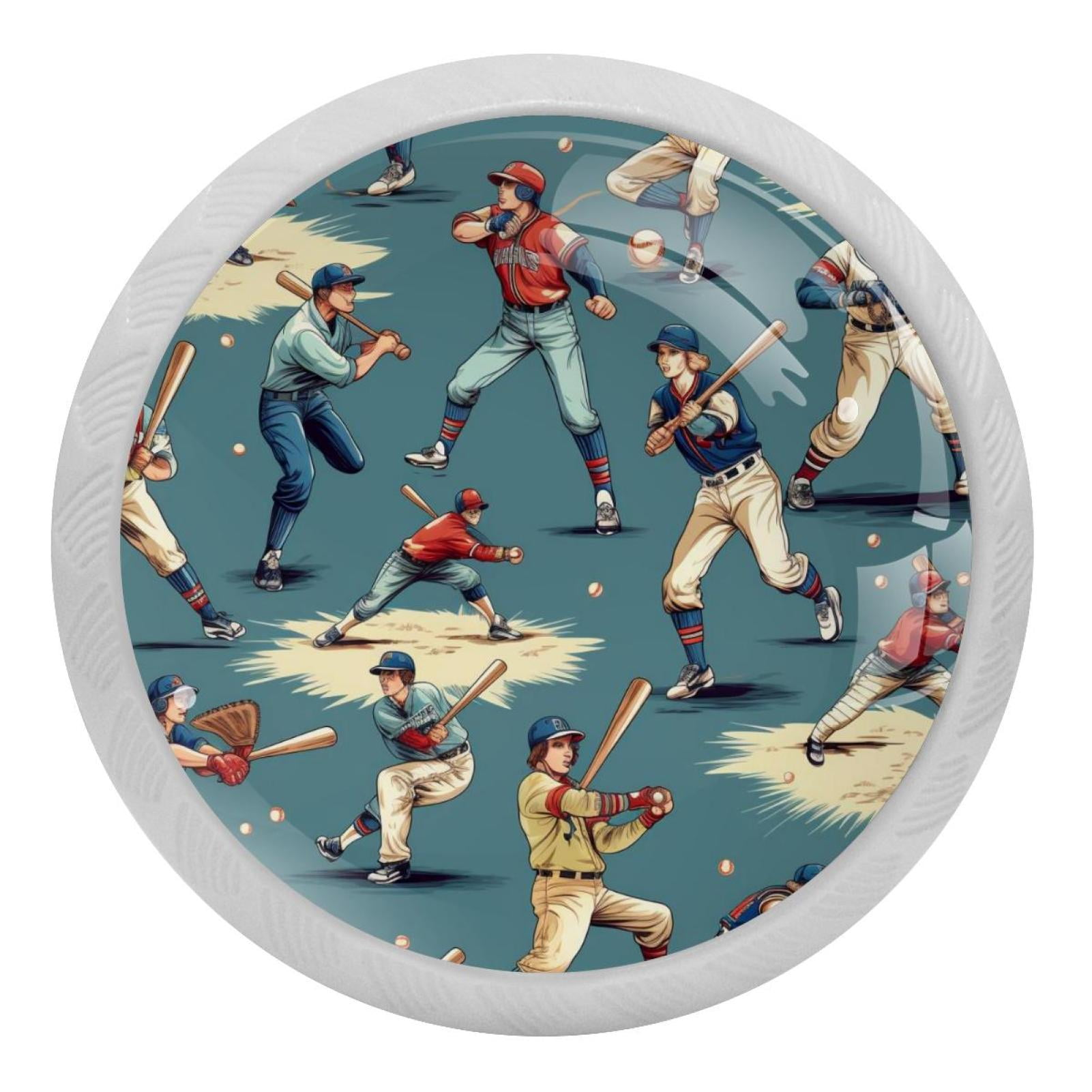 Baseball Fluorescent Drawer Pulls with Screws - Round 4-Pack Glow-in ...