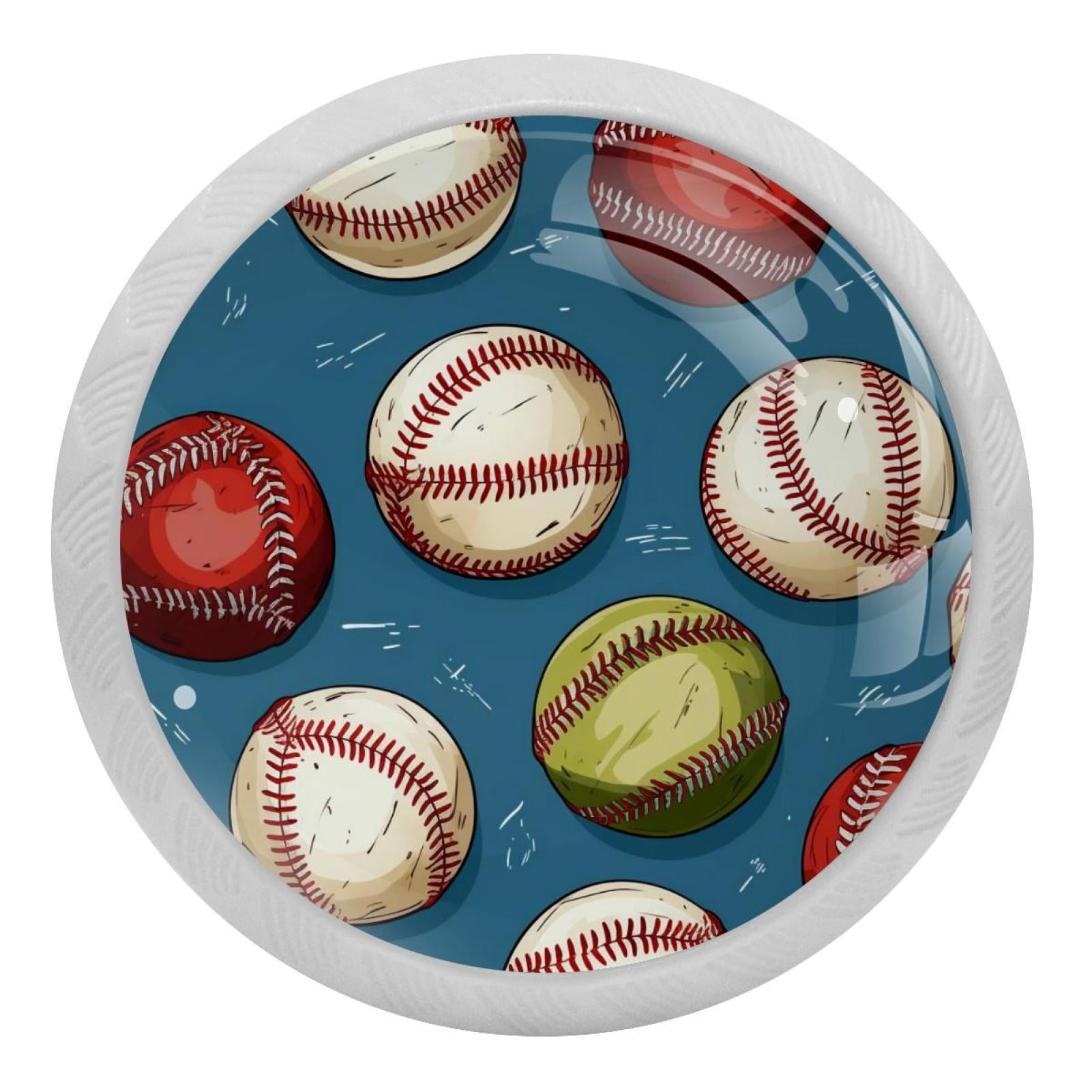 Baseball Fluorescent Drawer Pulls with Screws – Round 4-Pack, Glow-in ...