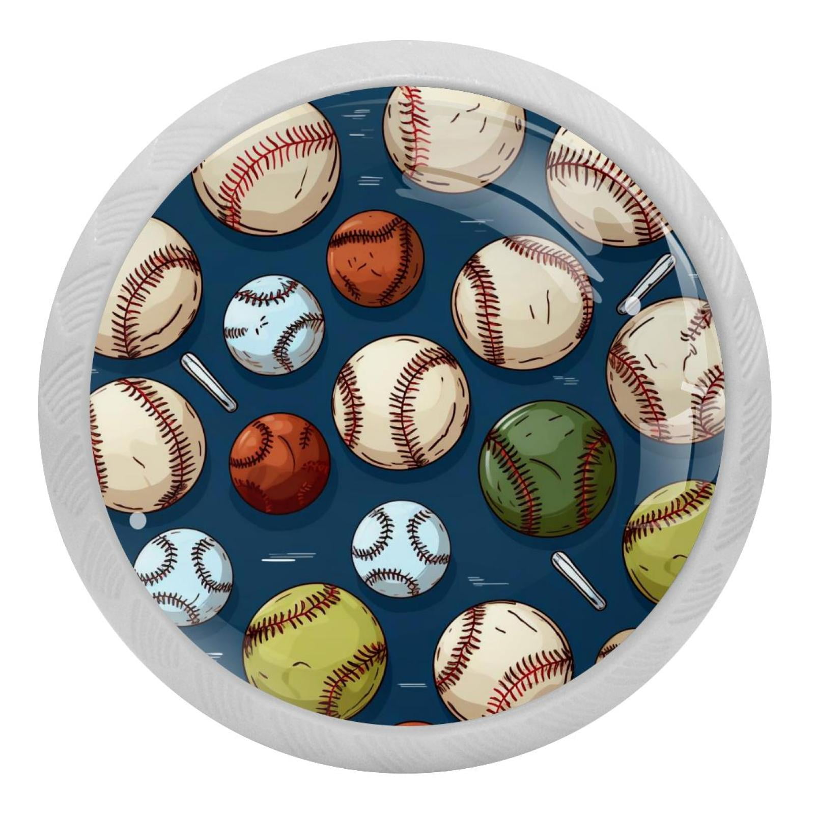 Baseball Fluorescent Drawer Pulls with Screws – Round 4-Pack, Glow-in ...