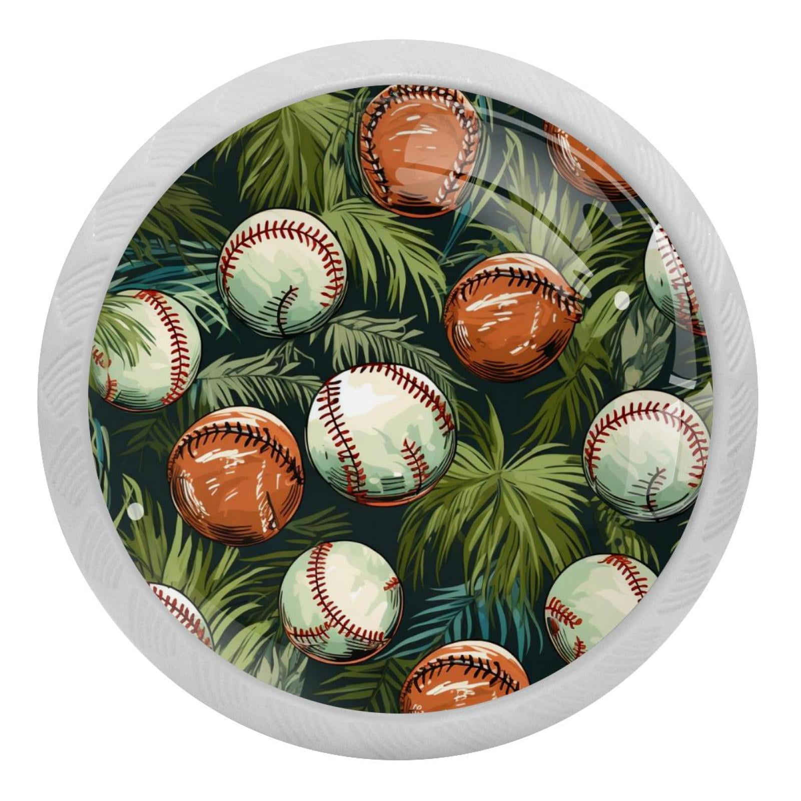 Baseball Fluorescent Drawer Pulls with Screws: Round 4-Pack Glow-in-the ...