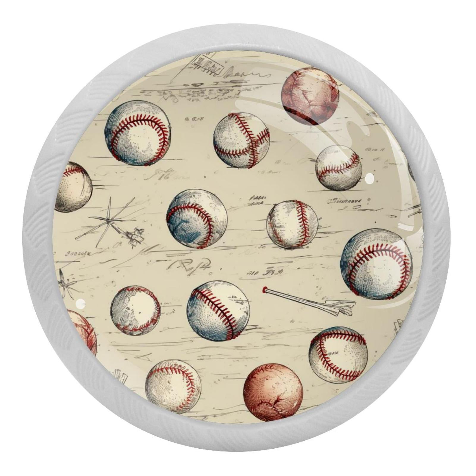 Baseball Fluorescent Drawer Pulls with Screws: Round 4-Pack Glow-in-the ...