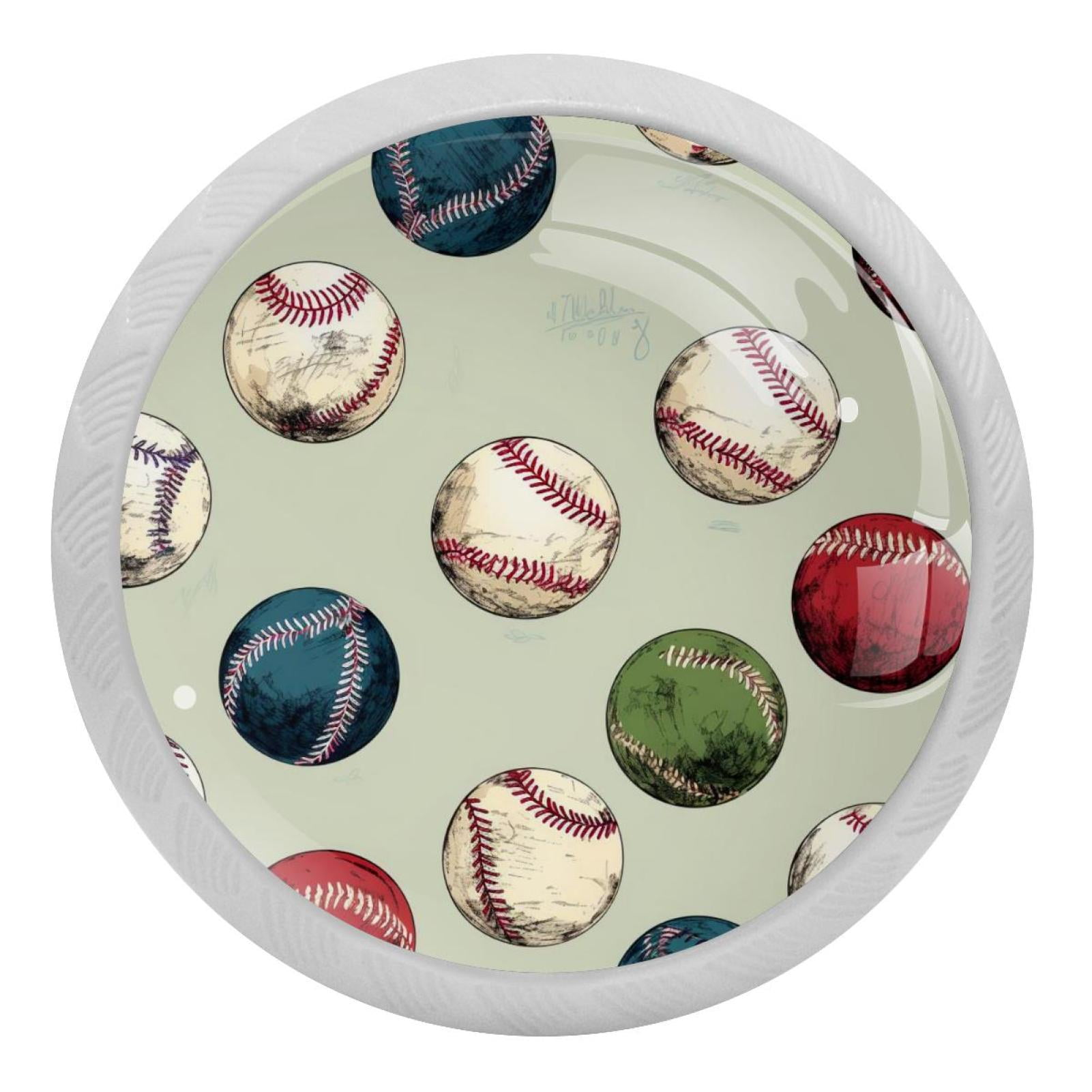 Baseball Fluorescent Drawer Pulls with Screws - Round 4-Pack - Glow-in ...