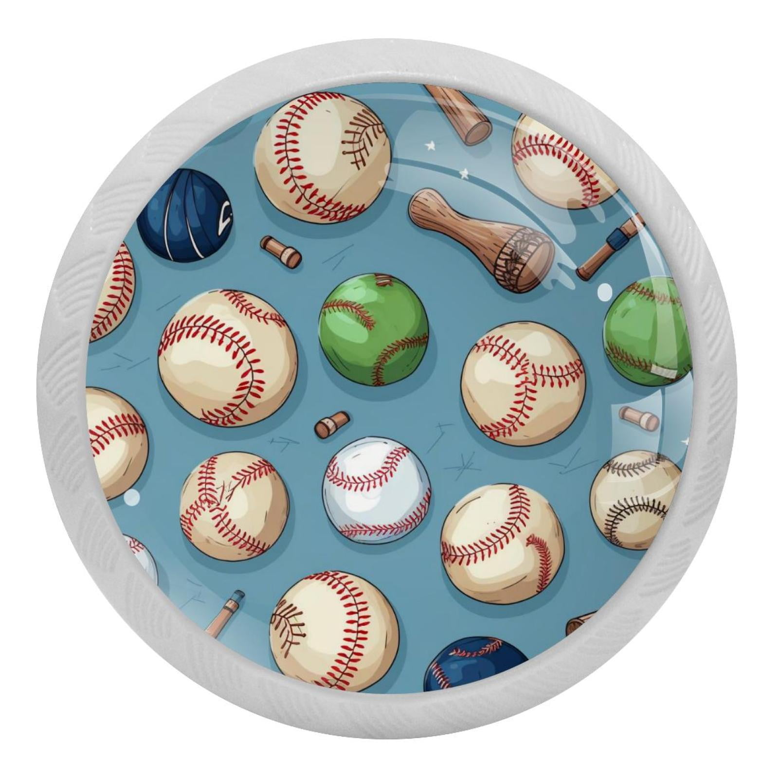 Baseball Fluorescent Drawer Pulls with Screws, Round 4-Pack, Glow-in ...