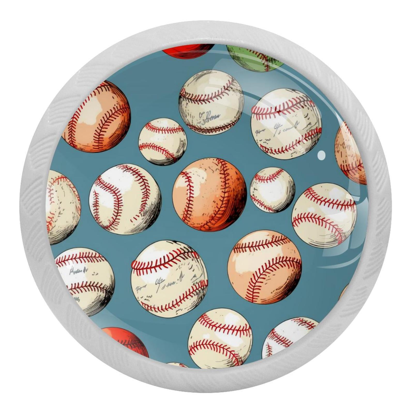 Baseball Fluorescent Drawer Pulls with Screws, Round 4-Pack, Glow-in ...