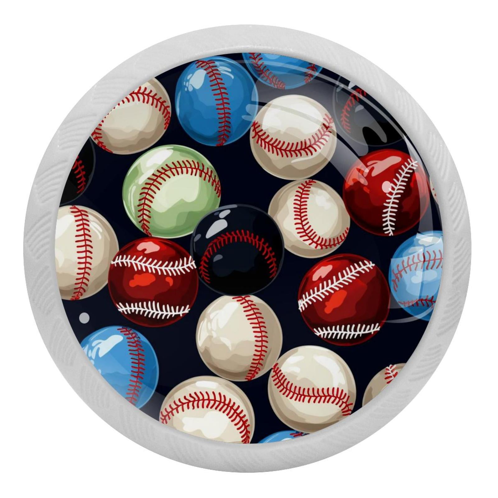 Baseball Fluorescent Drawer Pulls with Screws: Round 4-Pack Glow-in-the ...