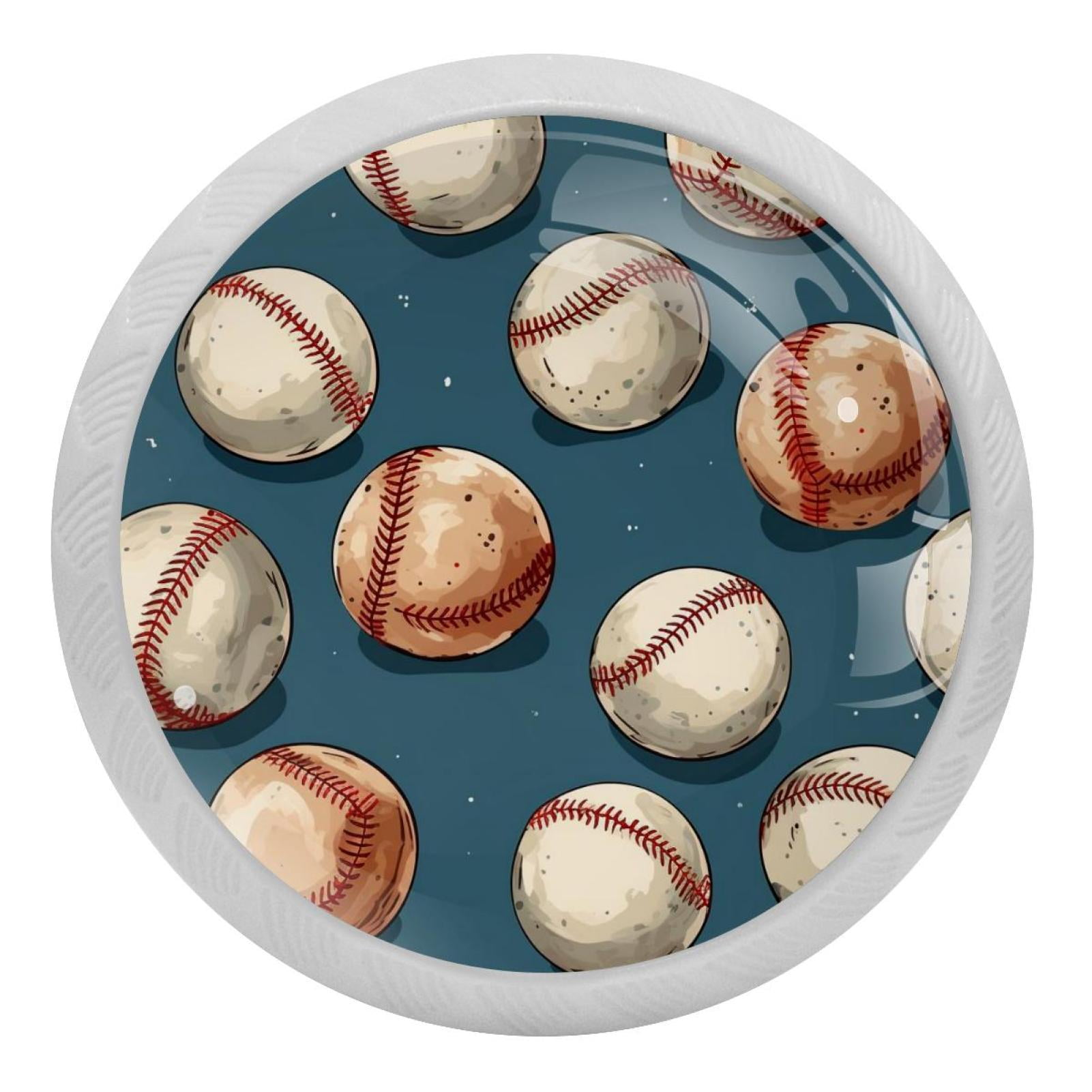 Baseball Fluorescent Drawer Pulls with Screws, Round 4-Pack, Glow-in ...