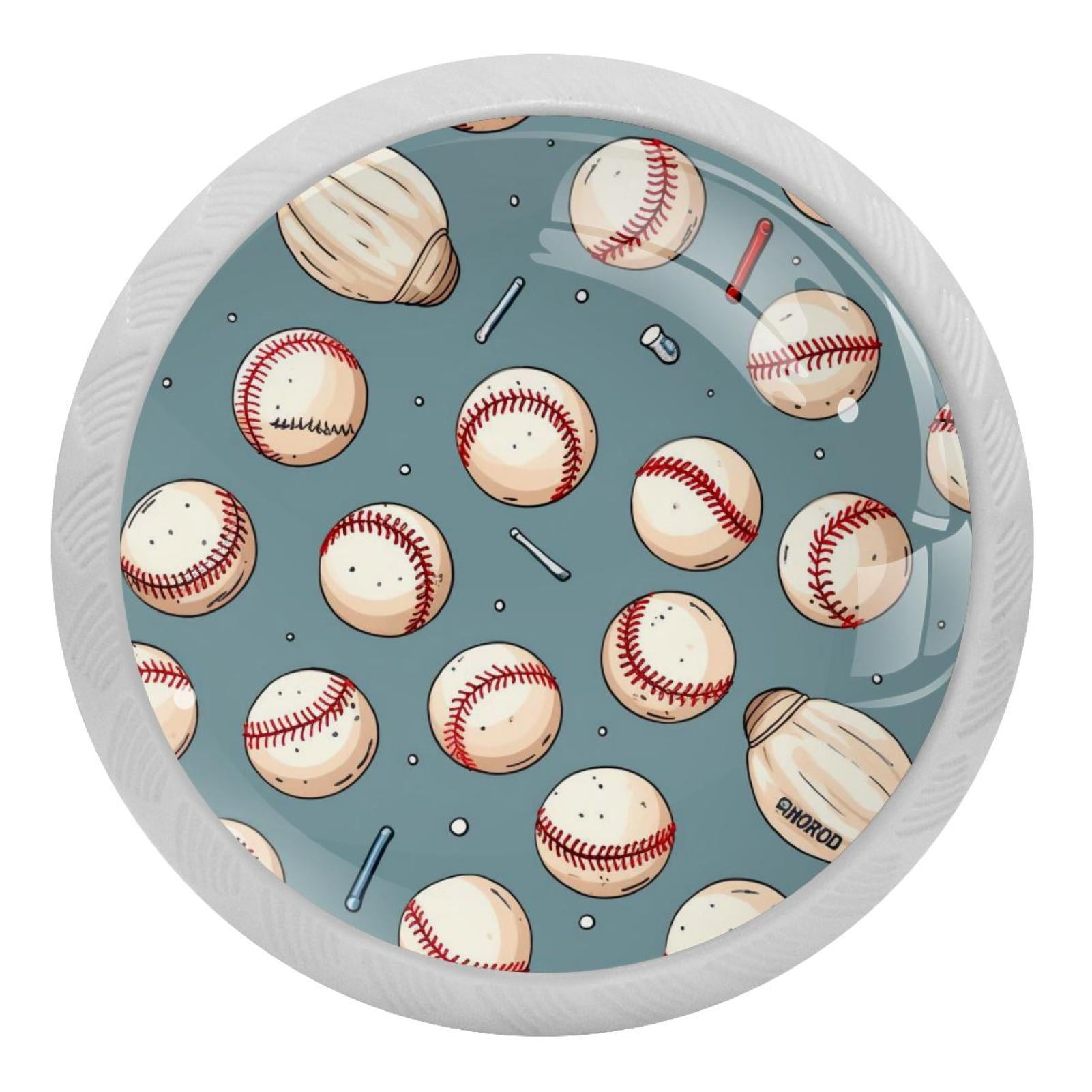 Baseball Fluorescent Drawer Pulls with Screws: Round 4-Pack Glow-in-the ...