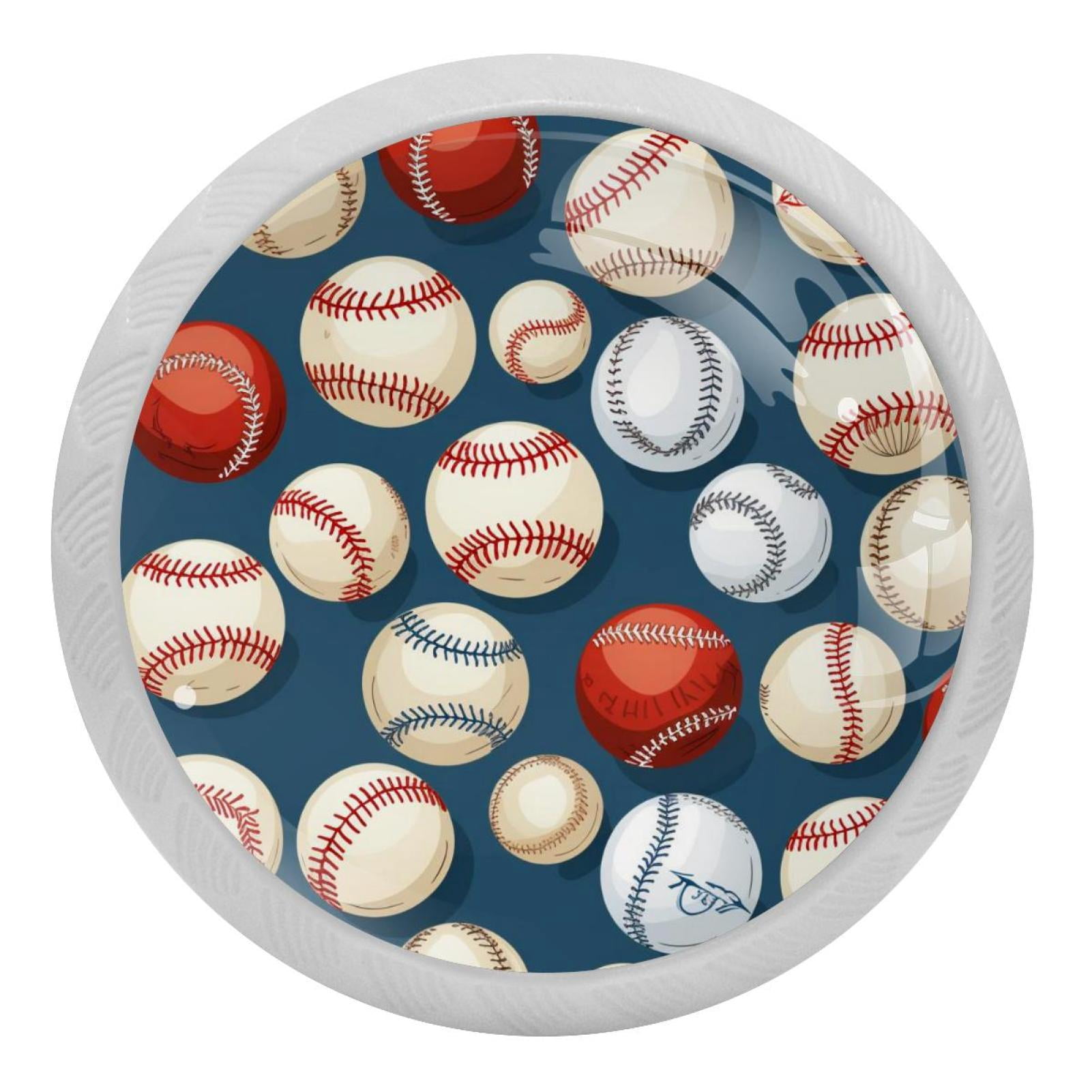 Baseball Fluorescent Drawer Pulls with Screws, Round 4-Pack, Glow-in ...