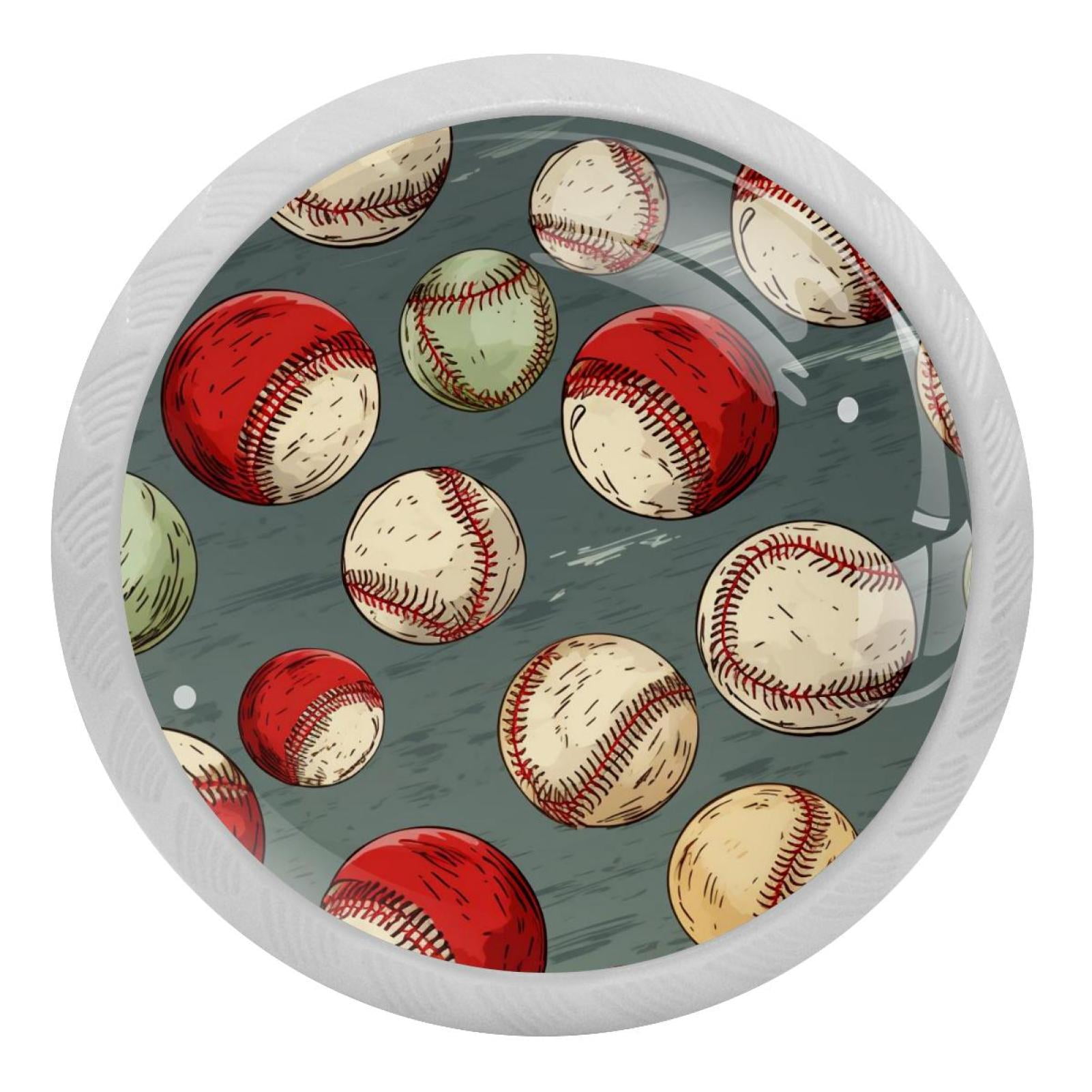 Baseball Fluorescent Drawer Pulls with Screws: Round 4-Pack Glow-in-the ...