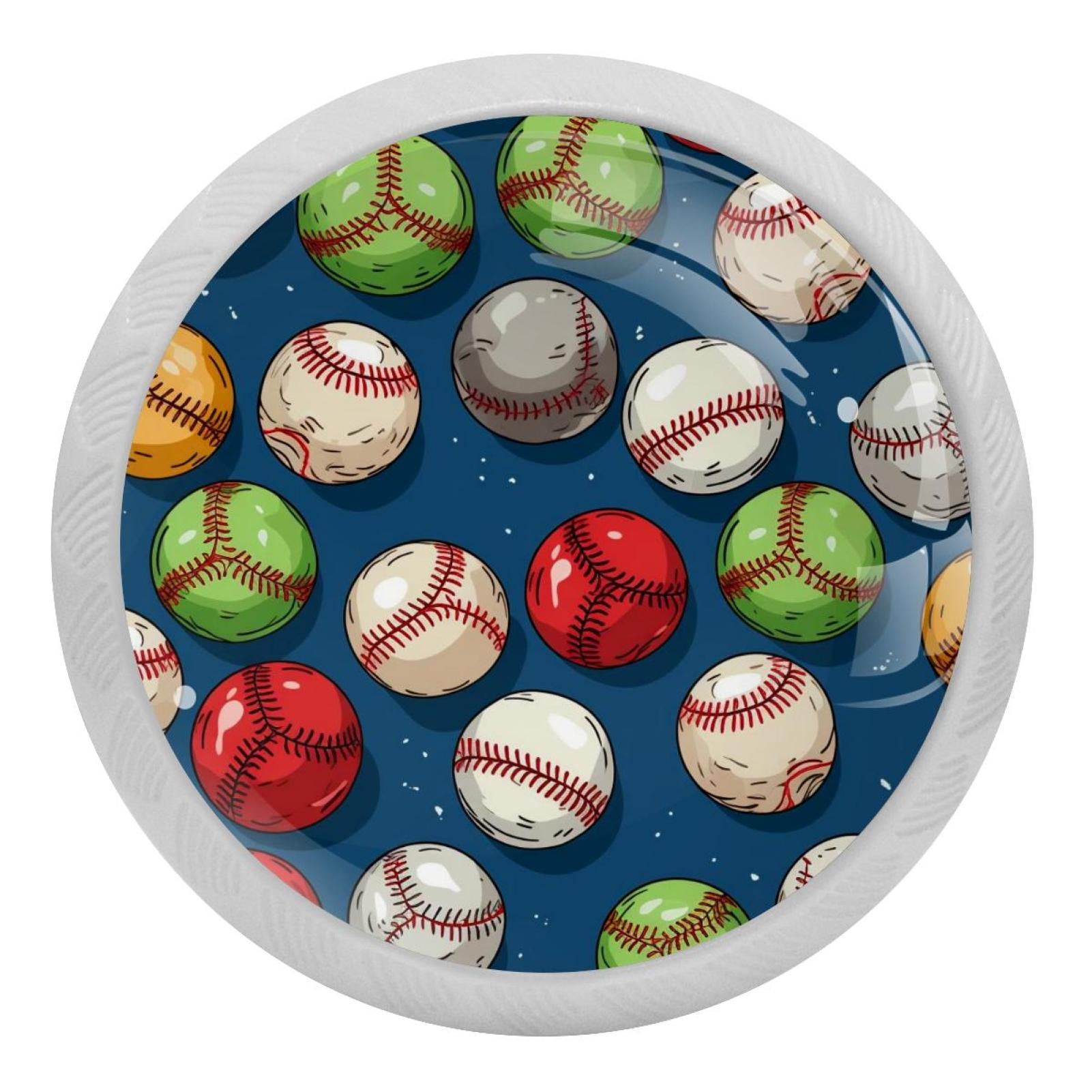 Baseball Fluorescent Drawer Pulls with Screws: Round 4-Pack Glow-in-the ...