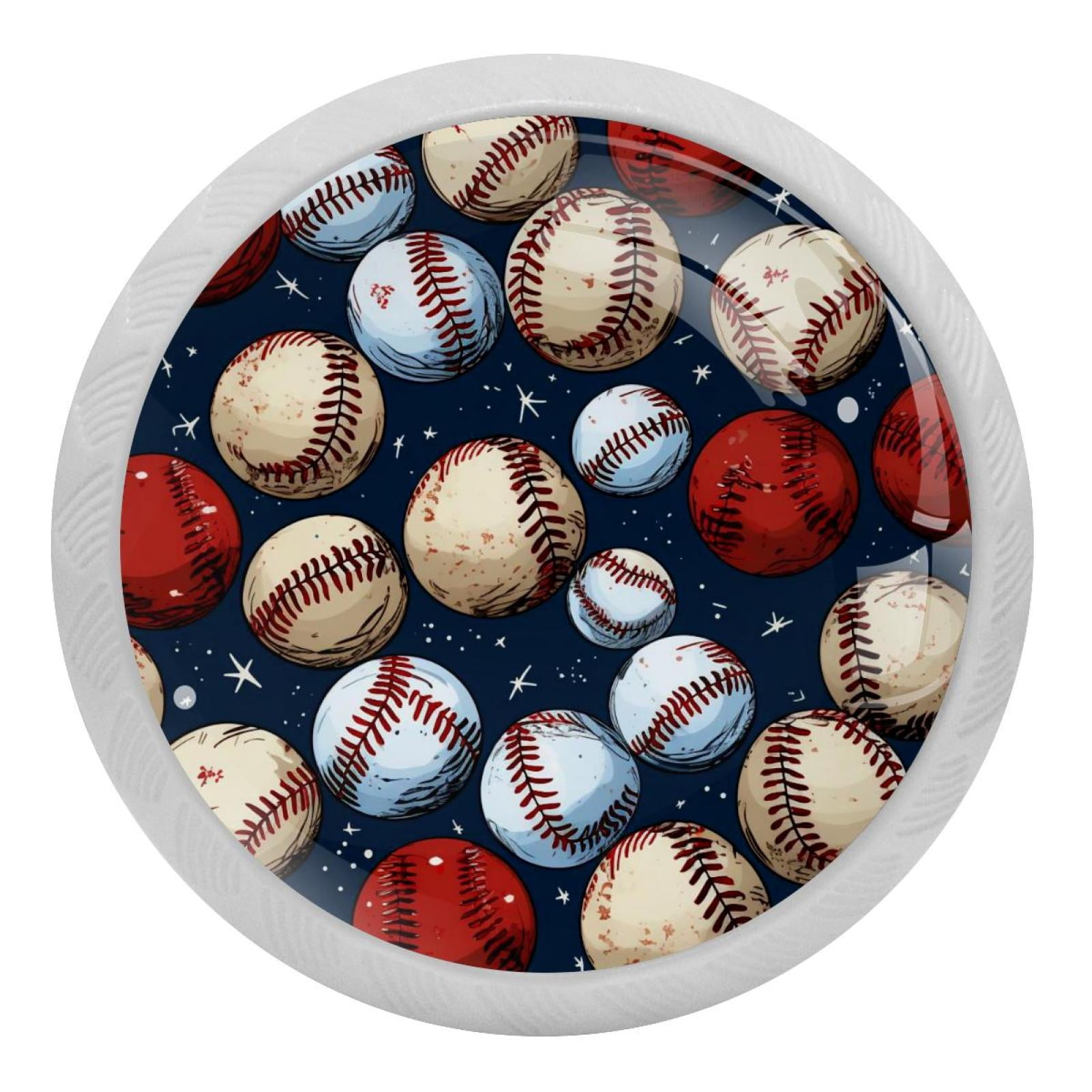 Baseball Fluorescent Drawer Pulls with Screws - Round 4-Pack - Glow-in ...