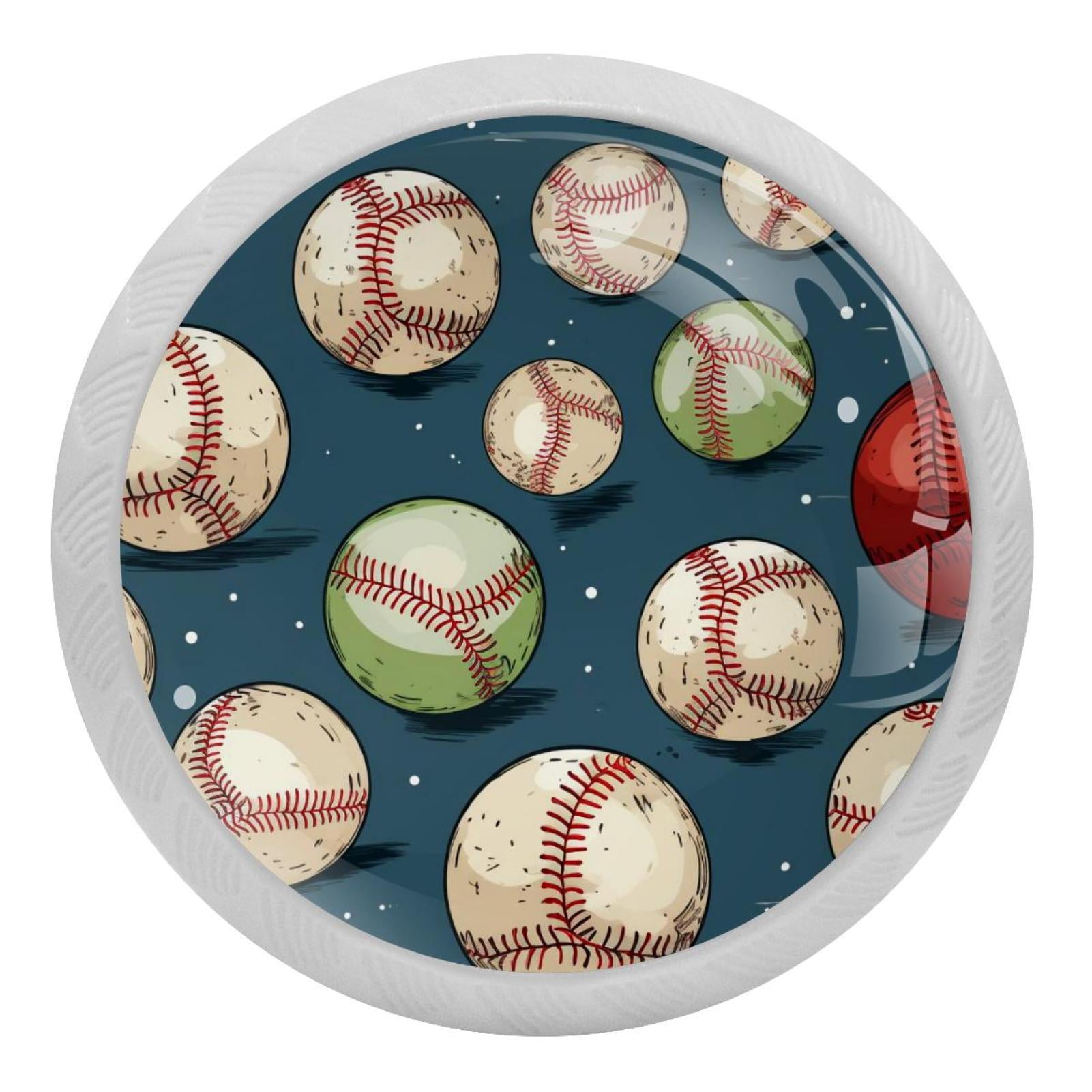 Baseball Fluorescent Drawer Pulls with Screws - Round 4-Pack - Glow-in ...