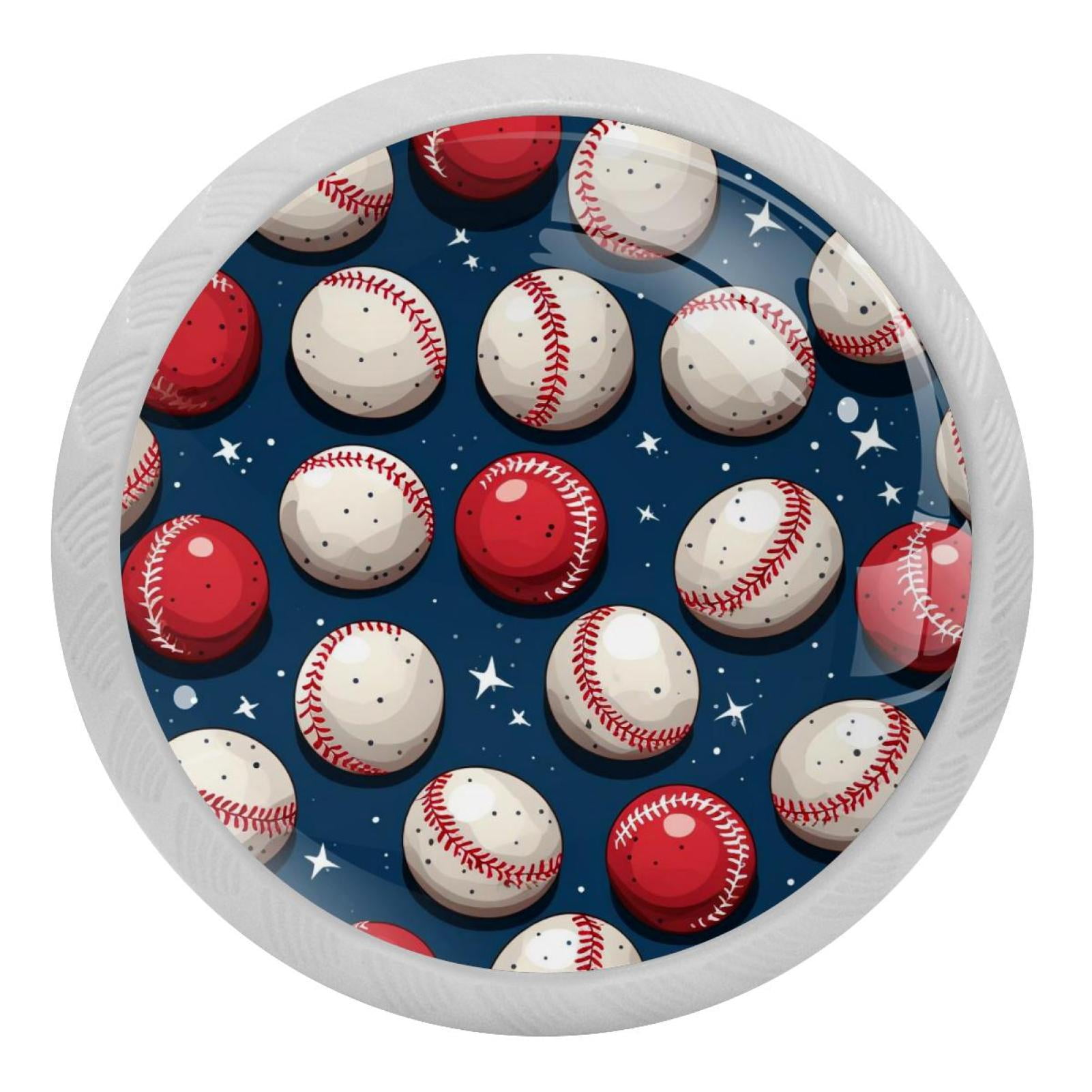 Baseball Fluorescent Drawer Pulls with Screws - Round 4-Pack, Glow-in ...
