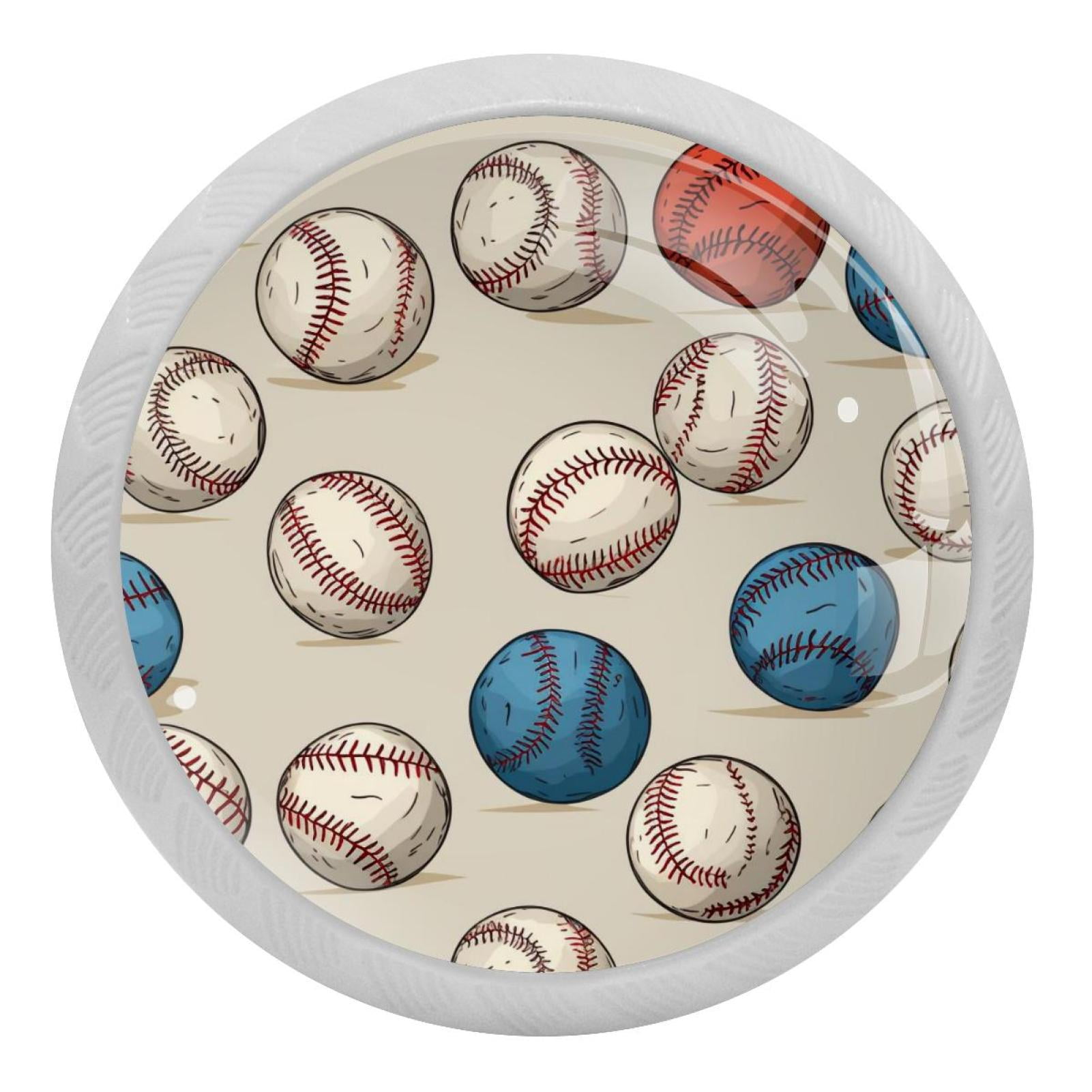 Baseball Fluorescent Drawer Pulls with Screws: Round Knobs, 4-Pack ...
