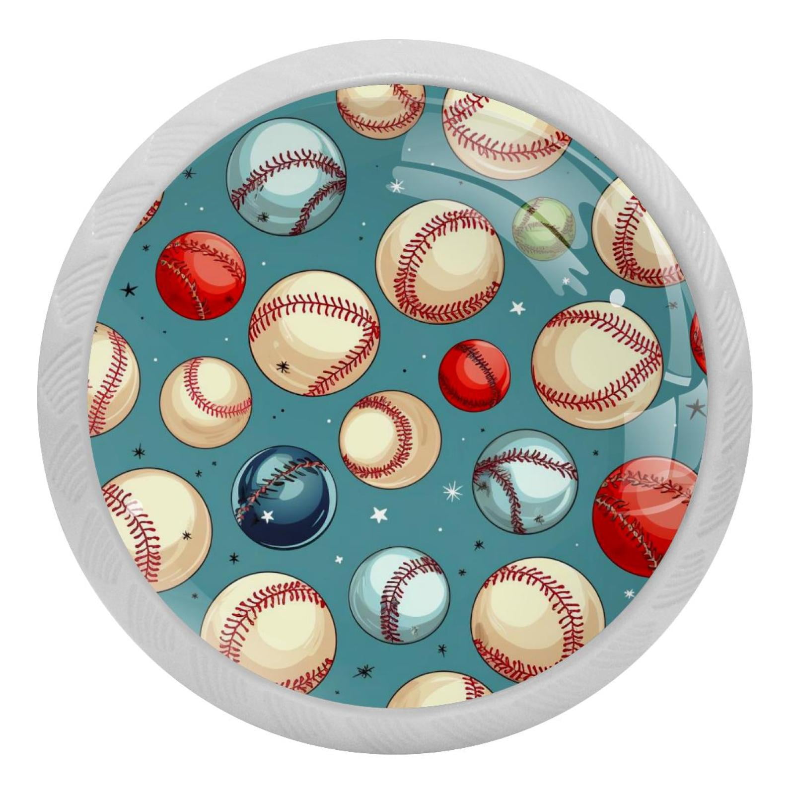 Baseball Fluorescent Drawer Pulls with Screws: Round Knobs, 4-Pack ...