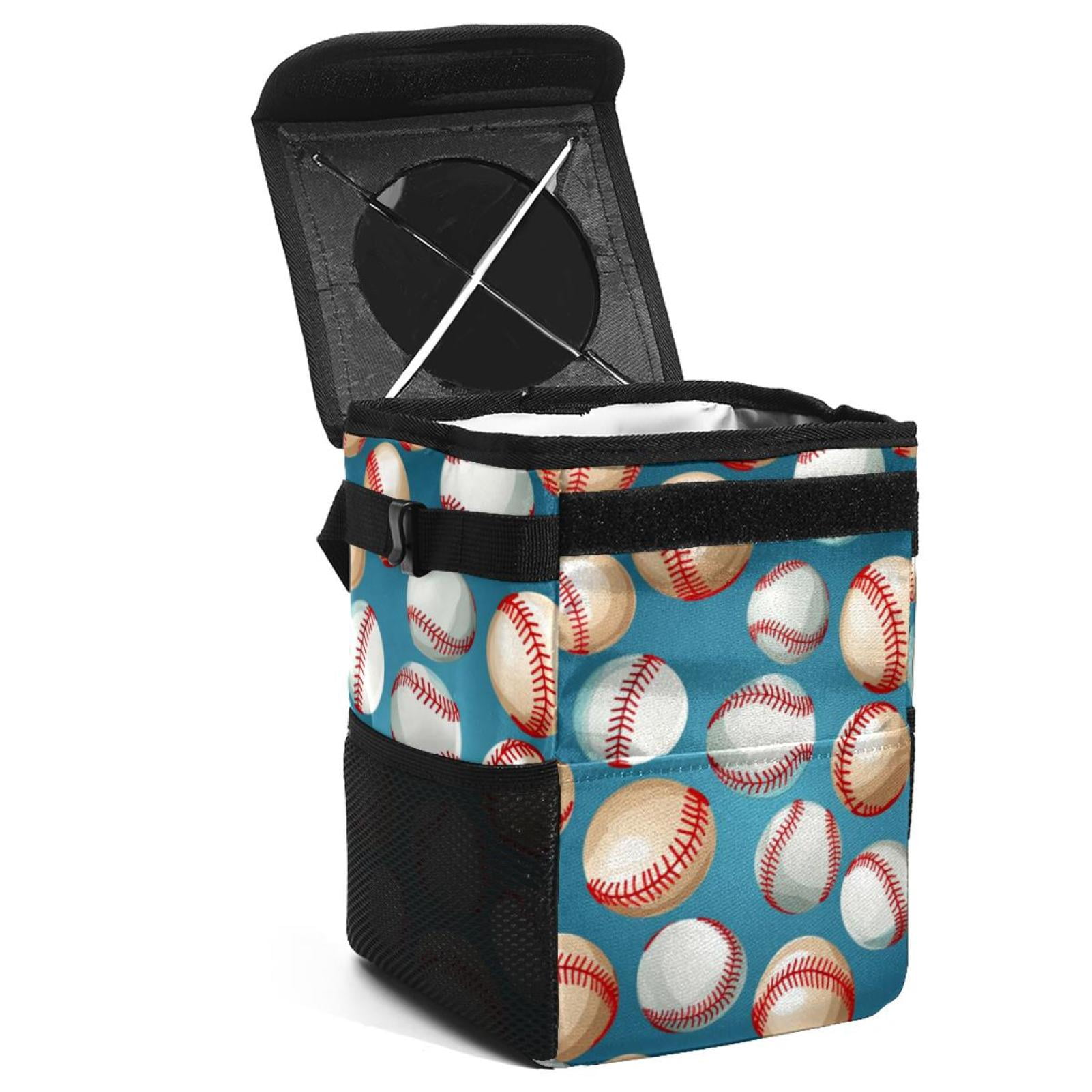 Baseball Foldable Car Garbage Can with Lid, Leak-Proof, Hanging Storage ...