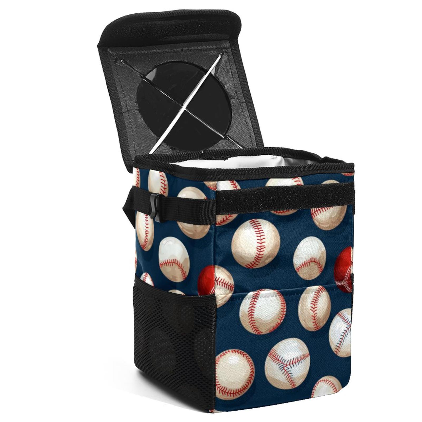Baseball Foldable Car Garbage Can with Lid, Leak-Proof & Hanging ...