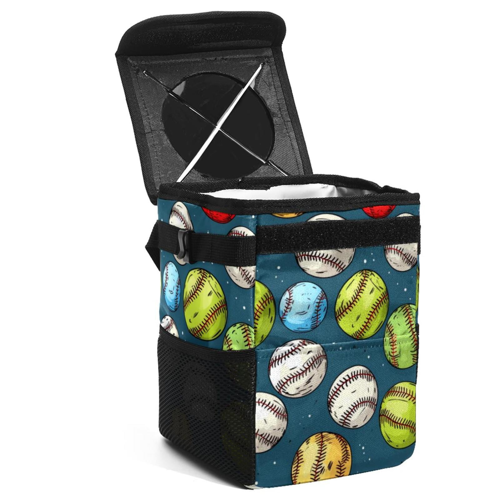 Baseball Foldable Car Garbage Can with Lid, Leak-proof Hanging Storage ...