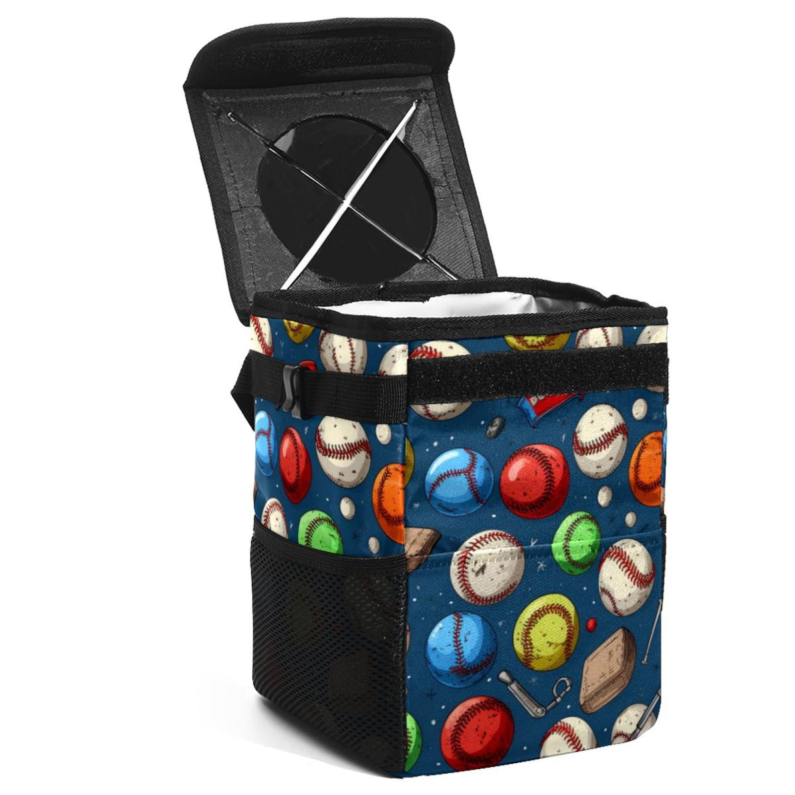 Baseball Foldable Car Garbage Can with Lid, Leak-proof, Hanging Storage ...