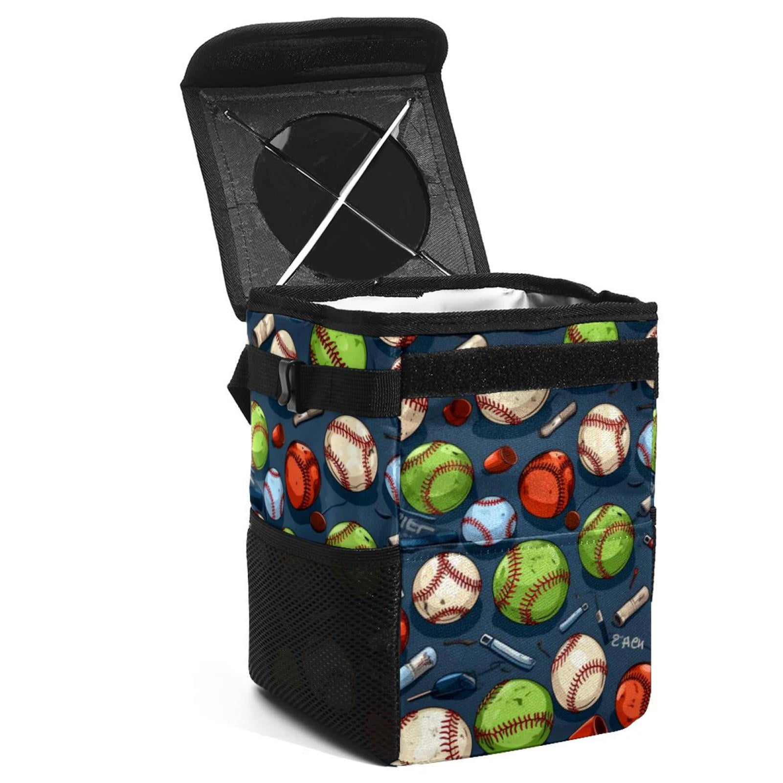 Baseball Foldable Car Garbage Can with Lid, Leak-proof, Hanging Storage ...