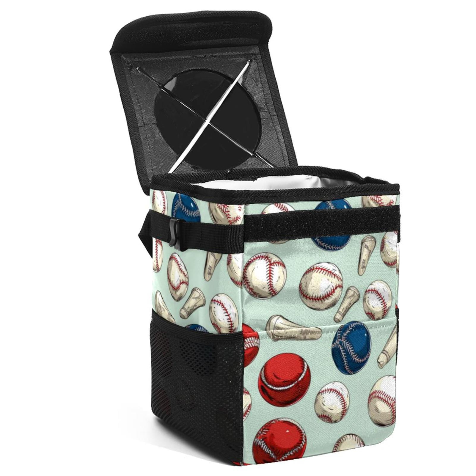 Baseball Foldable Car Garbage Can with Lid, Leak-proof, and Hanging ...