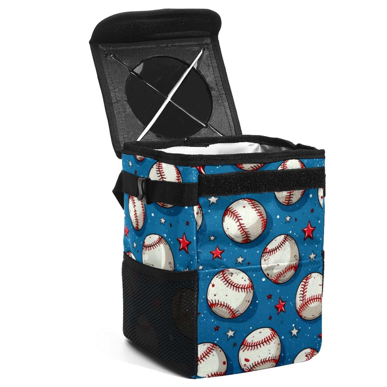 Baseball Foldable Car Trash Bin with Lid, Leak-Proof Hanging Storage ...