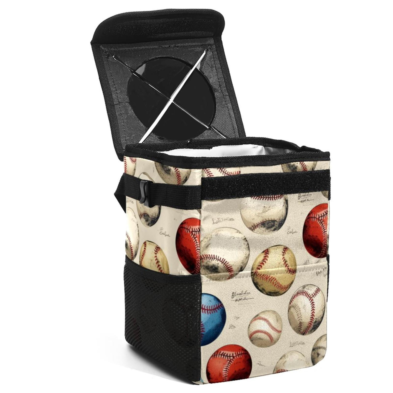 Baseball Foldable Car Trash Bin with Lid, Leak-Proof Mini Trash Can ...