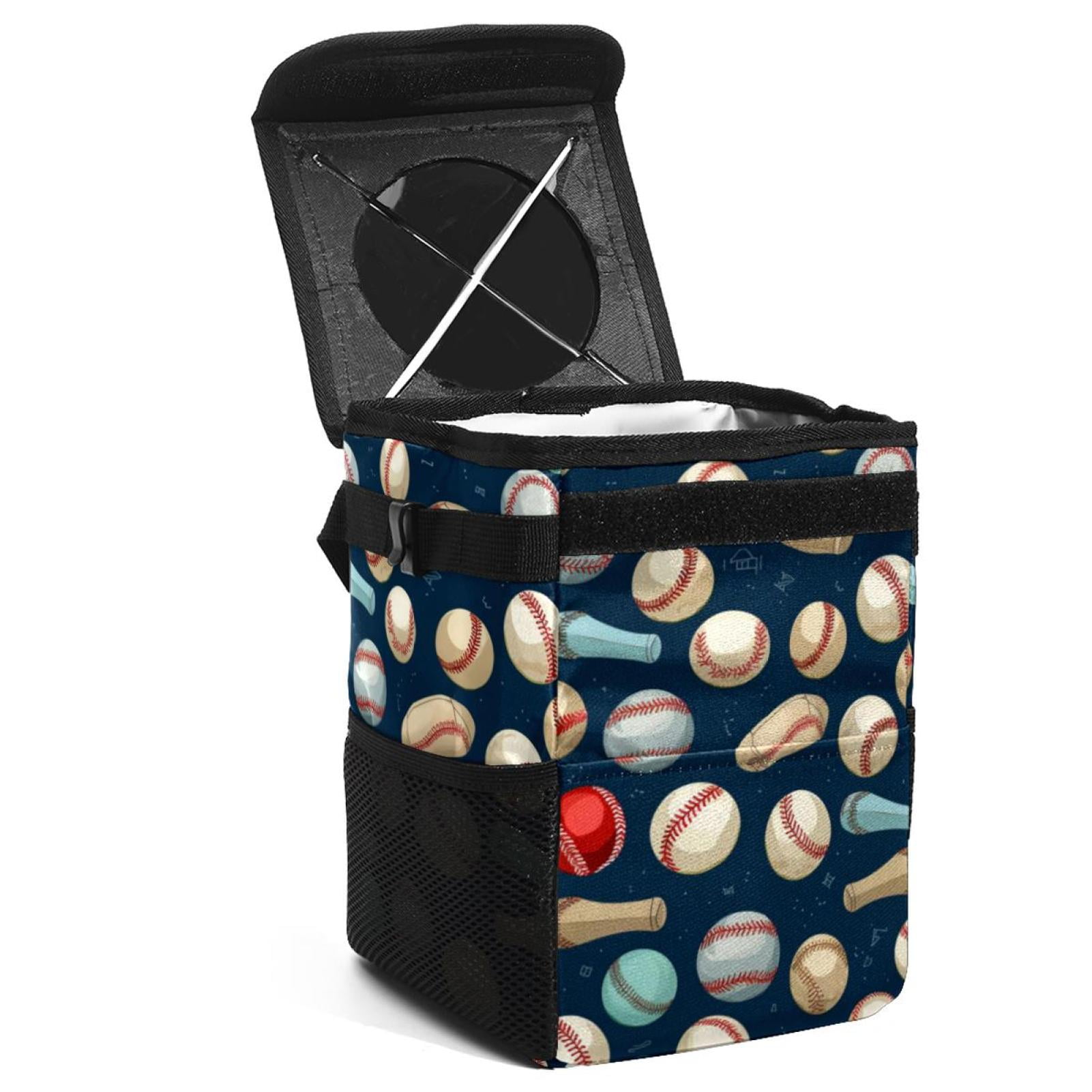 Baseball Foldable Car Trash Bin with Lid, Leak-Proof Mini Trash Can ...