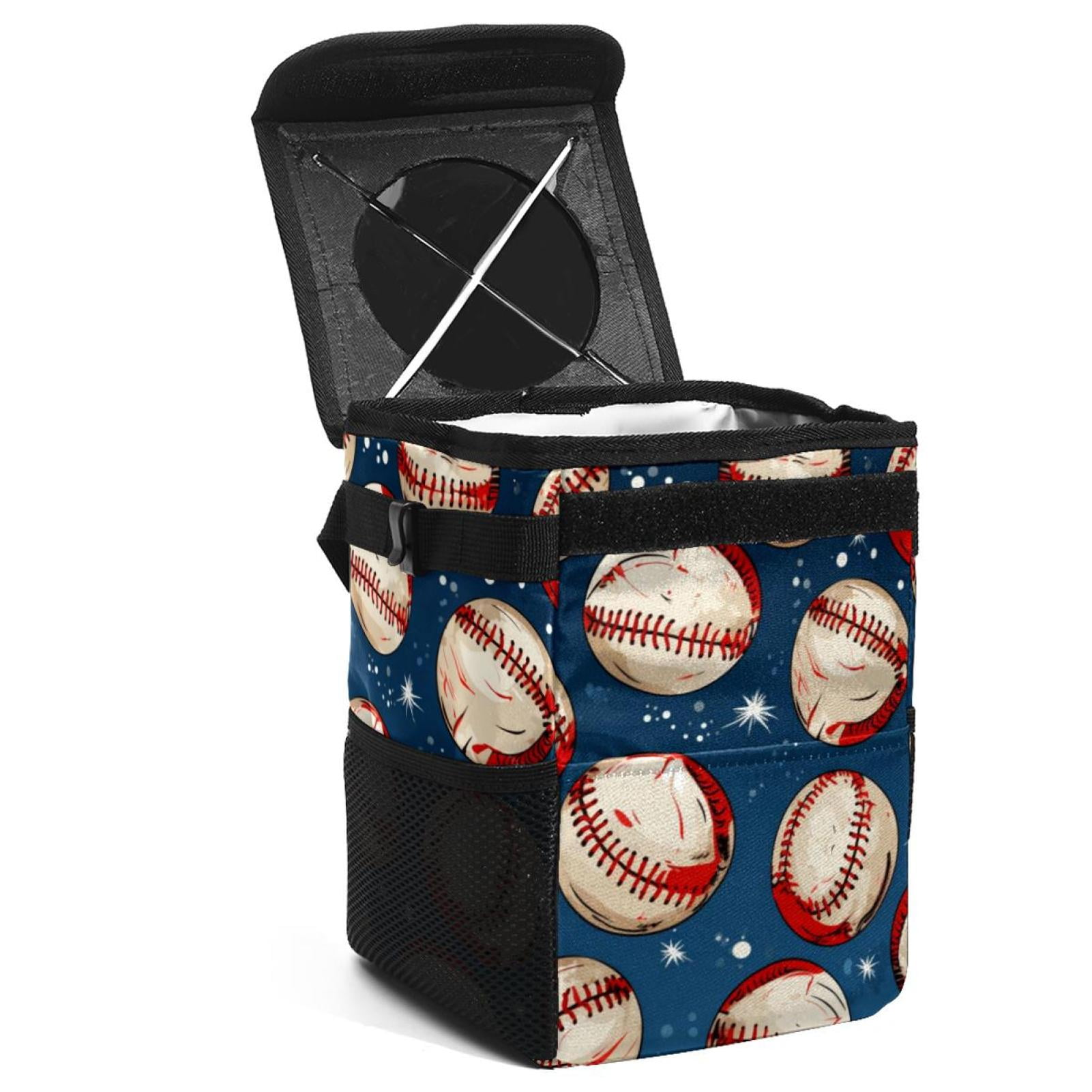 Baseball Foldable Car Trash Bin with Lid, Leak-proof Mini Trash Can for ...