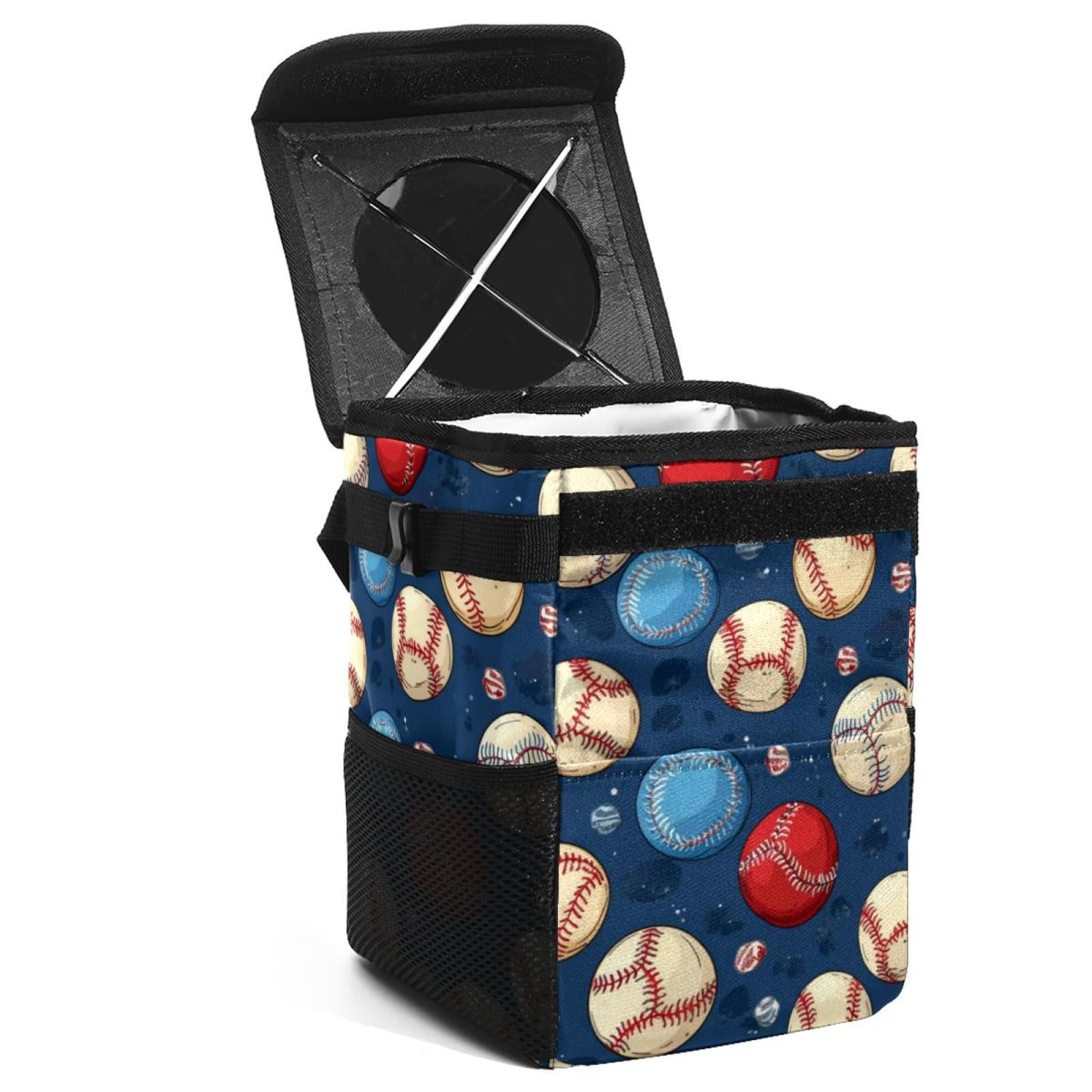 Baseball Foldable Car Trash Bin with Lid and Leak-Proof Mini Trash Can ...