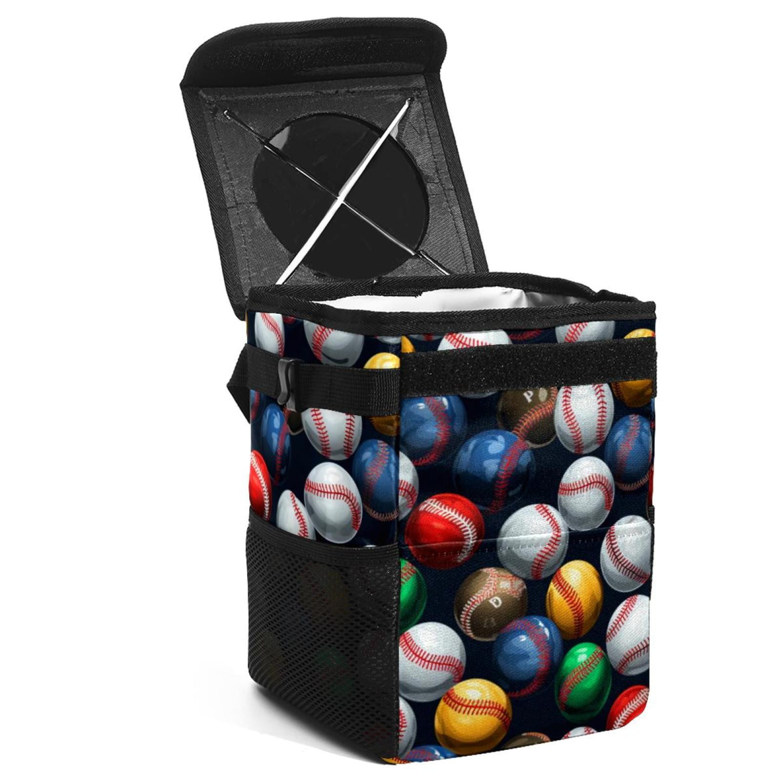 Baseball Foldable Car Trash Can with Lid, Leak-Proof, Hanging Storage ...
