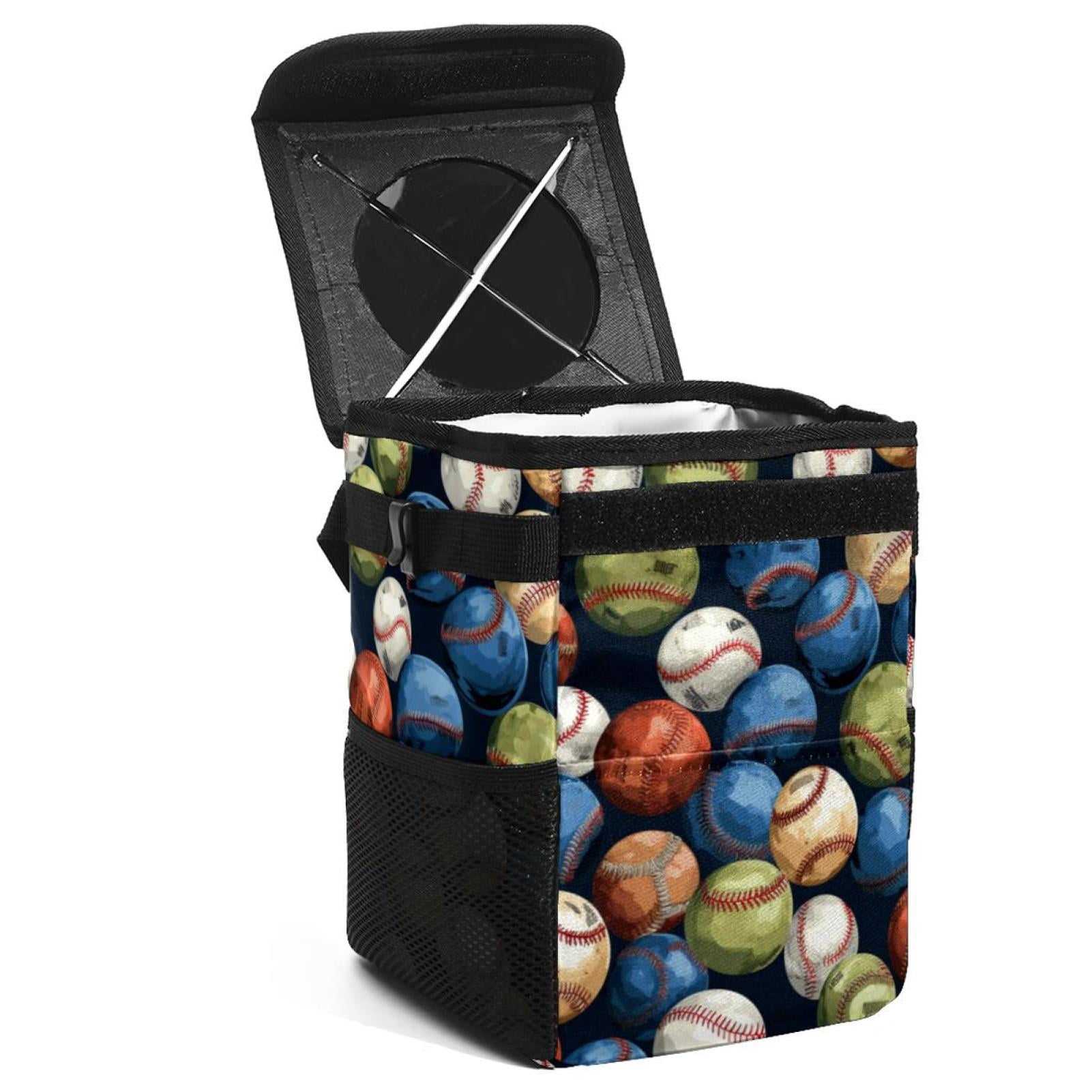 Baseball Foldable Car Trash Can with Lid, Leak-Proof, Hanging Storage ...