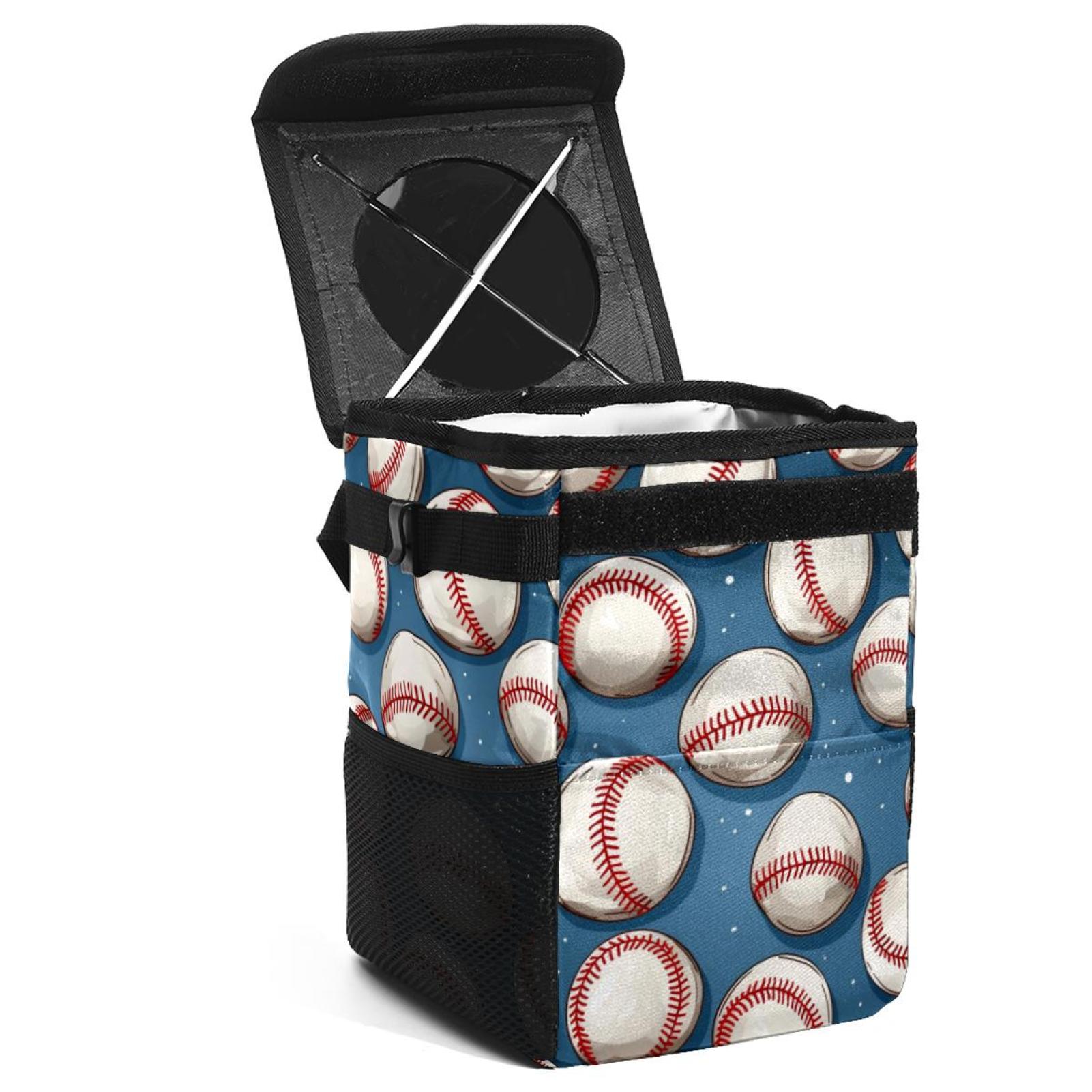 Baseball Foldable Car Trash Can with Lid, Leak-Proof, and Hanging ...