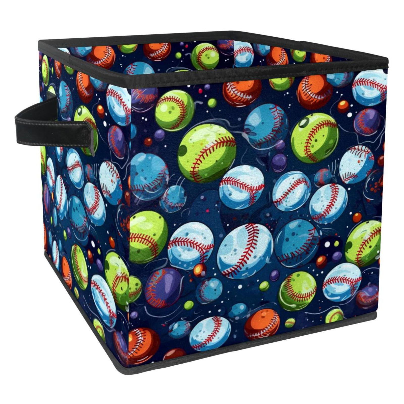 Baseball Foldable Clothes Storage Toy Box Storage Bin with Handle, 10.8 ...