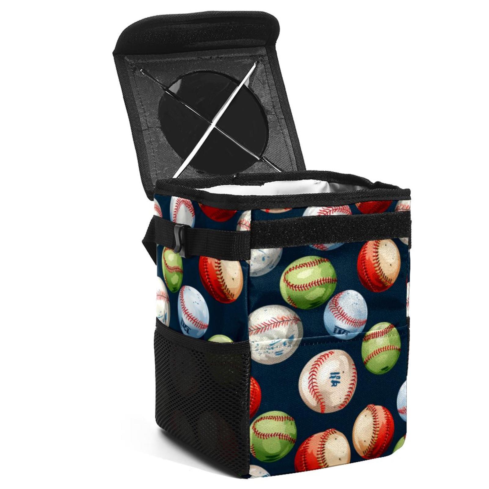 Baseball Foldable Mini Trash Can for Car with Lid, Leak-proof Hanging ...