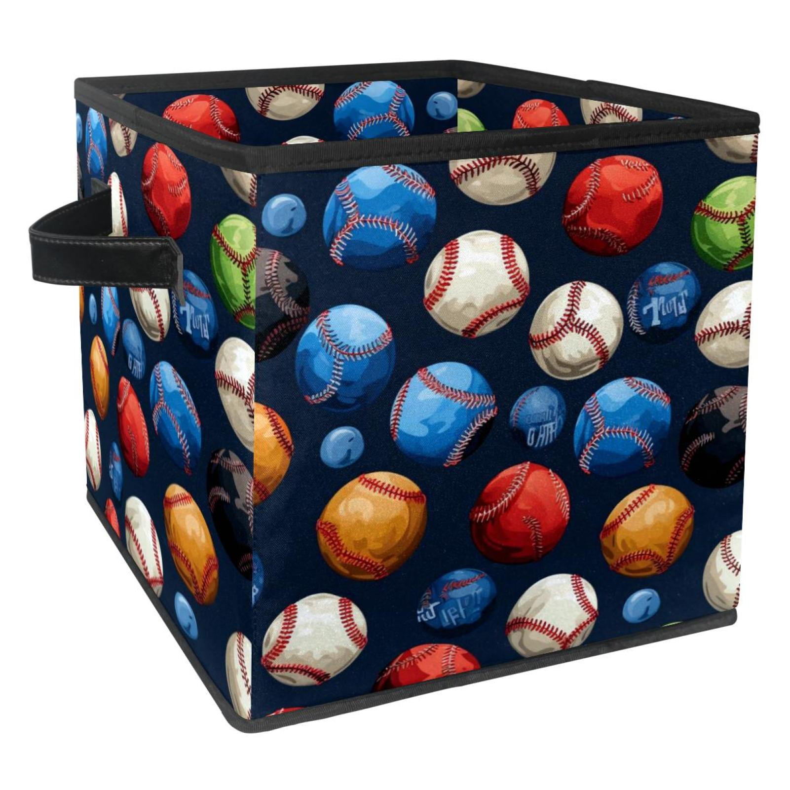 Baseball Foldable Storage Basket Toy Box Storage Bin with Handle, 10.8 ...