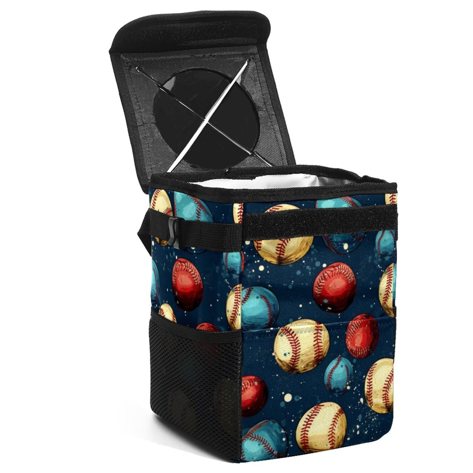 Baseball Foldable, with Lid, Leak-proof, Hanging Car Trash Can Garbage ...