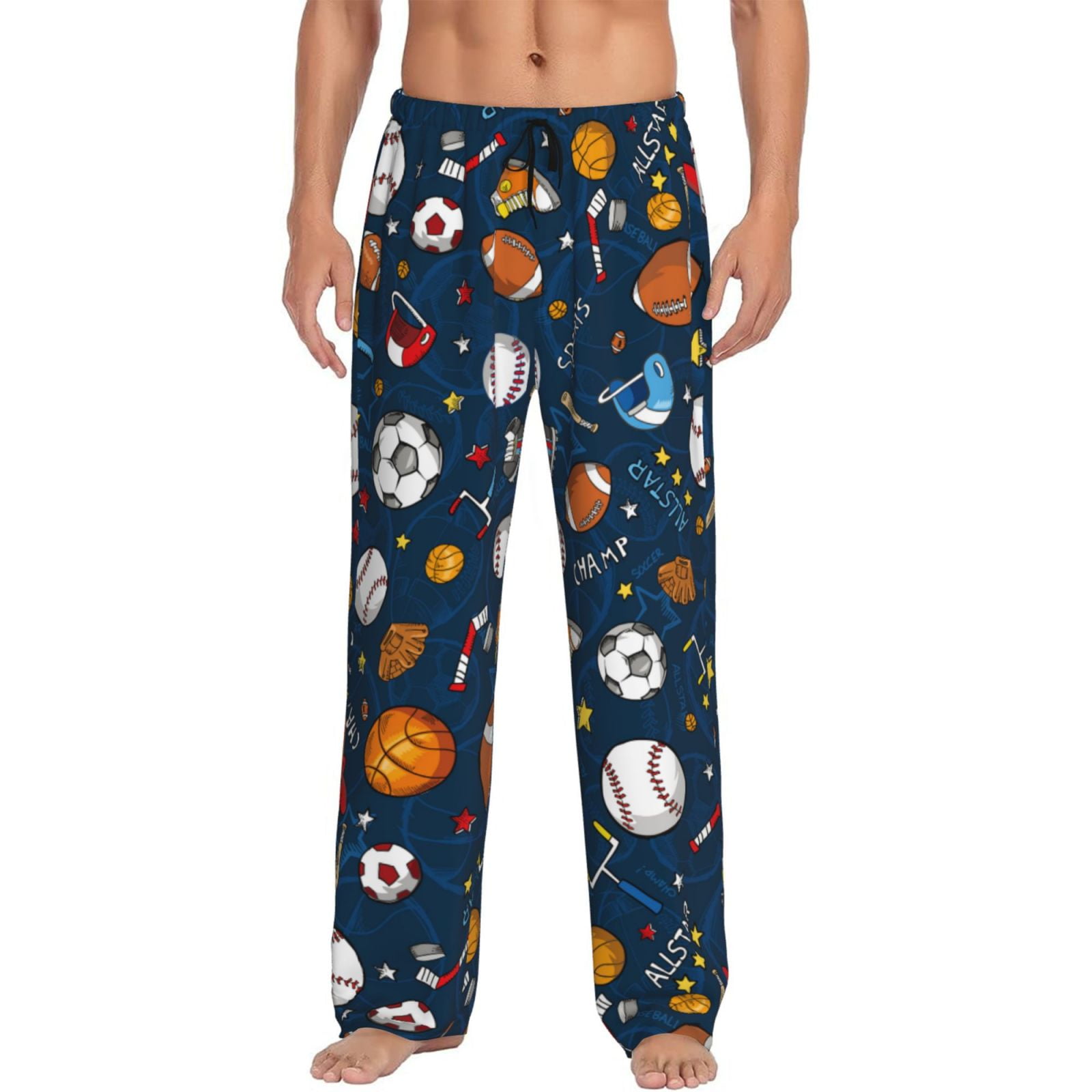 Baseball Football Basketball Sport Theme Men'S Pajama Pants Soft Sleep ...