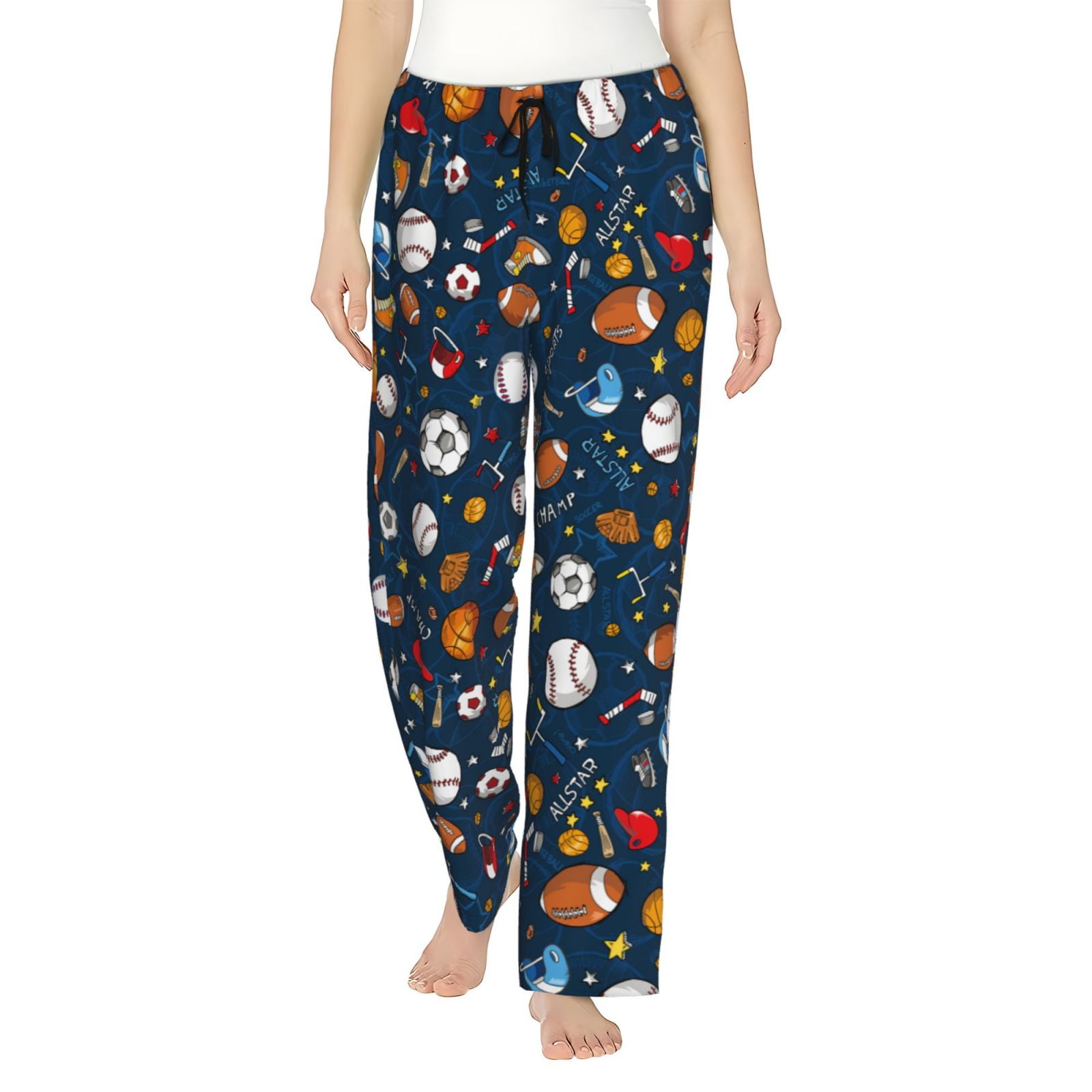 Baseball Football Basketball Sport Theme Women'S Pajama Pants ...