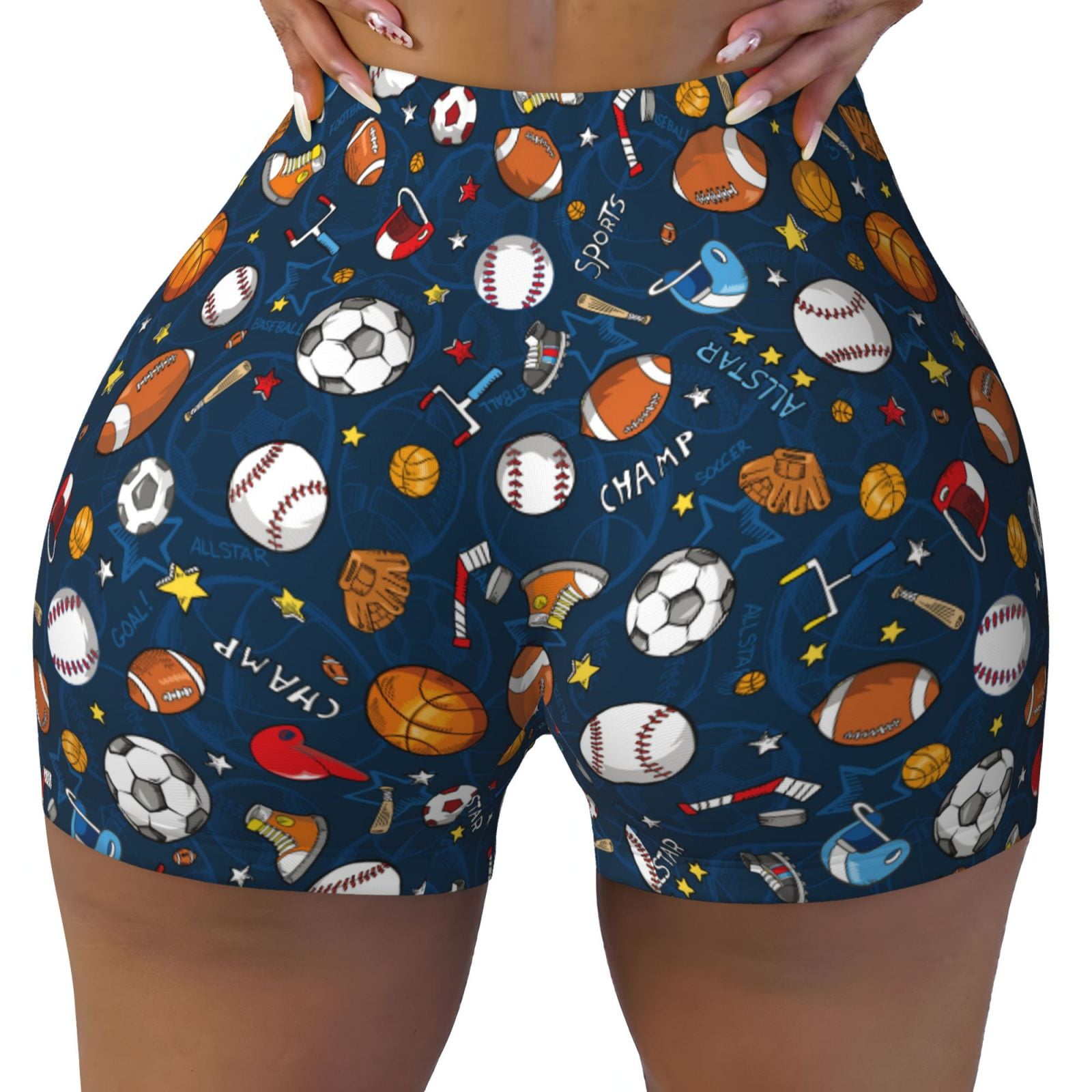 Baseball Football Basketball Sport Theme Workout Shorts For Women ...