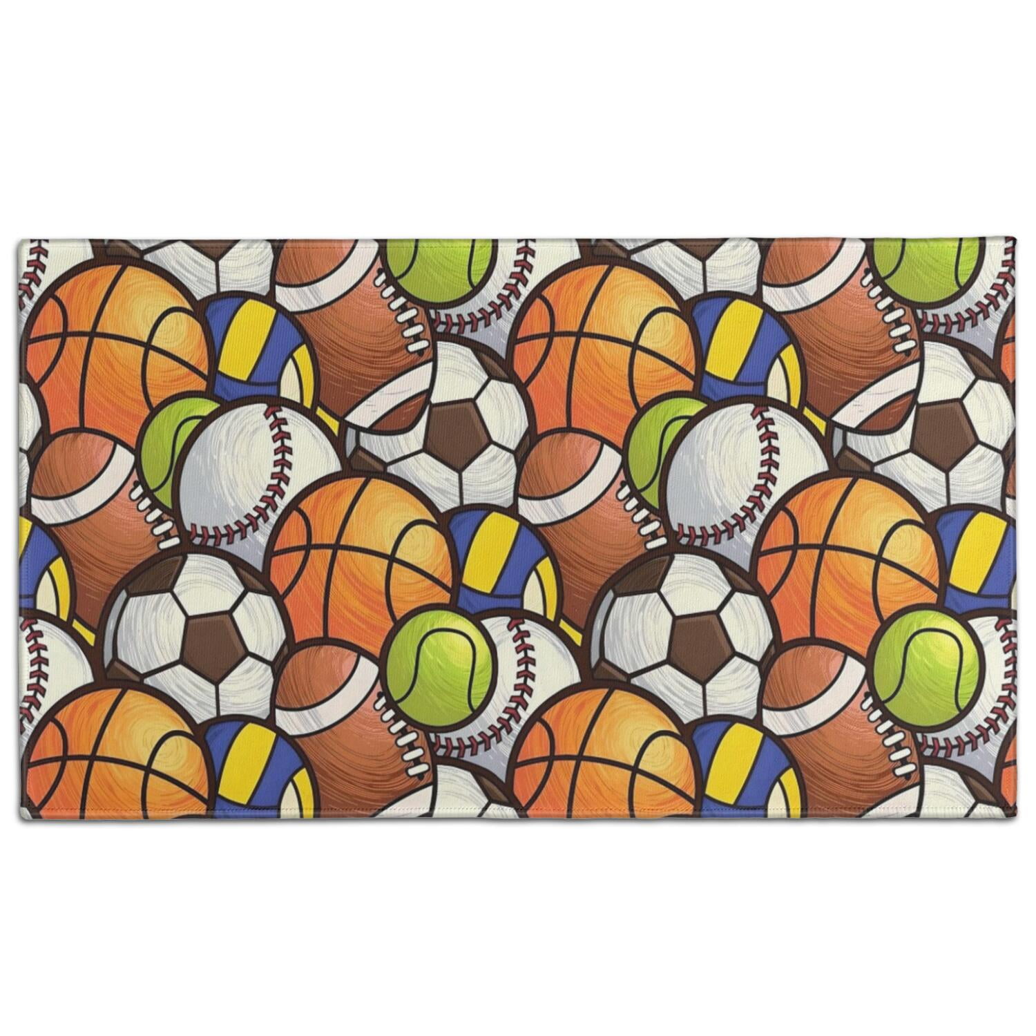 Baseball Football Pattern Door Rugs,Washable Non Slip Door Mats Indoor ...