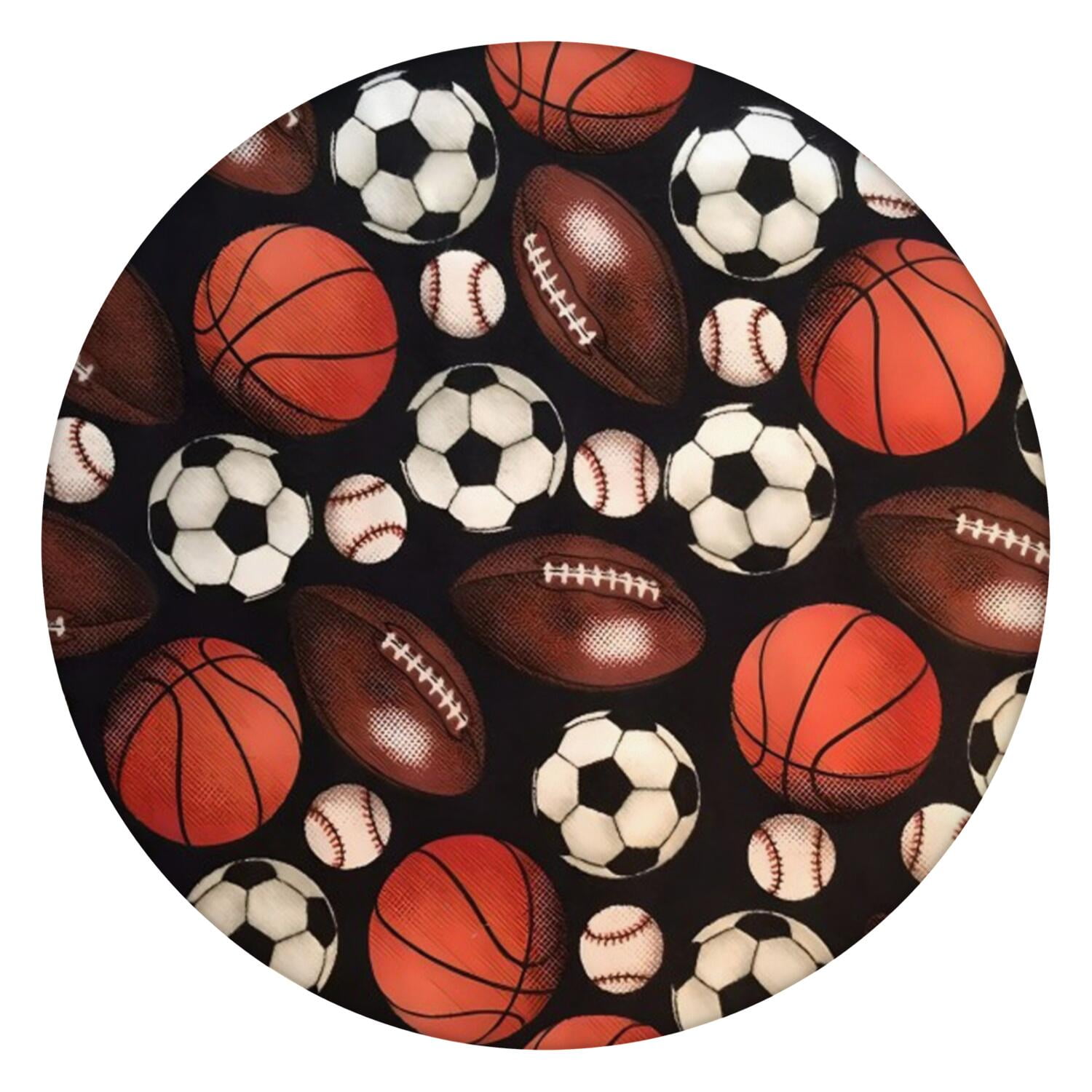 Baseball Football Pattern Round Fitted Tablecloth with Elastic Edge ...