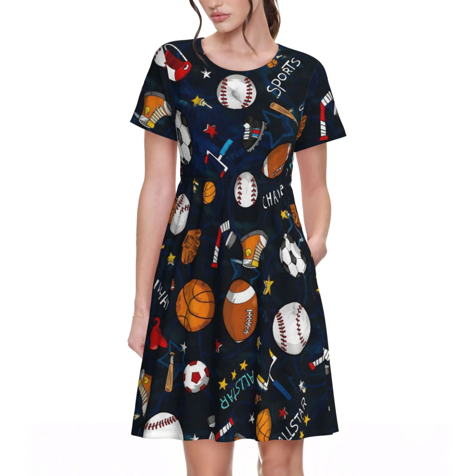 Baseball, Football, Soccer Dresses Short Sleeve Nightdresses for Women ...