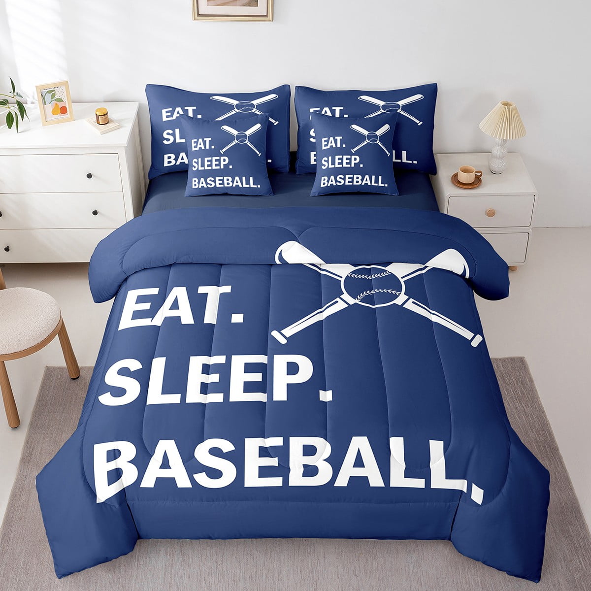 Baseball Full Comforter Set with Sheets Sport Game Ball Theme Bed in a ...