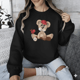 Baseball Fun Teddy Bear Red Cap Bat Cute Sports Sweatshirt, up to size ...