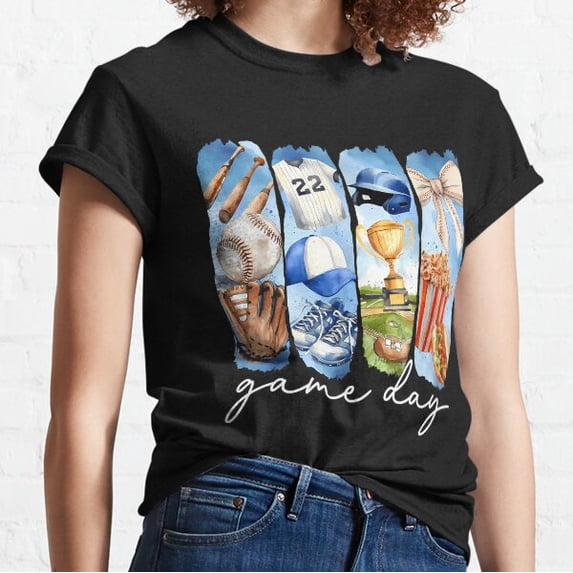 Baseball Game Day Coquette Bow Mom Baseball Mama Classic T-shirt ...
