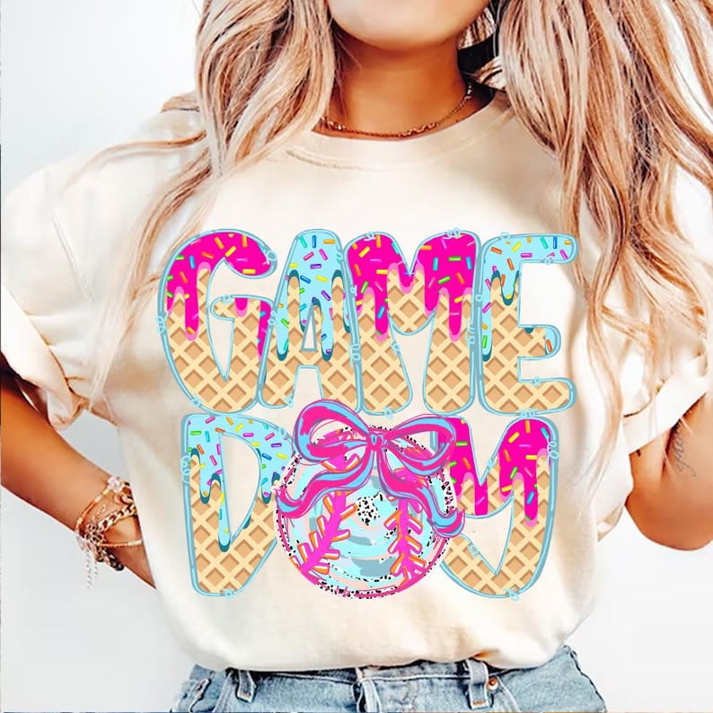 Baseball Game Day Drip Shirt, Preppy Baseball Ice Cream Drip Shirt ...