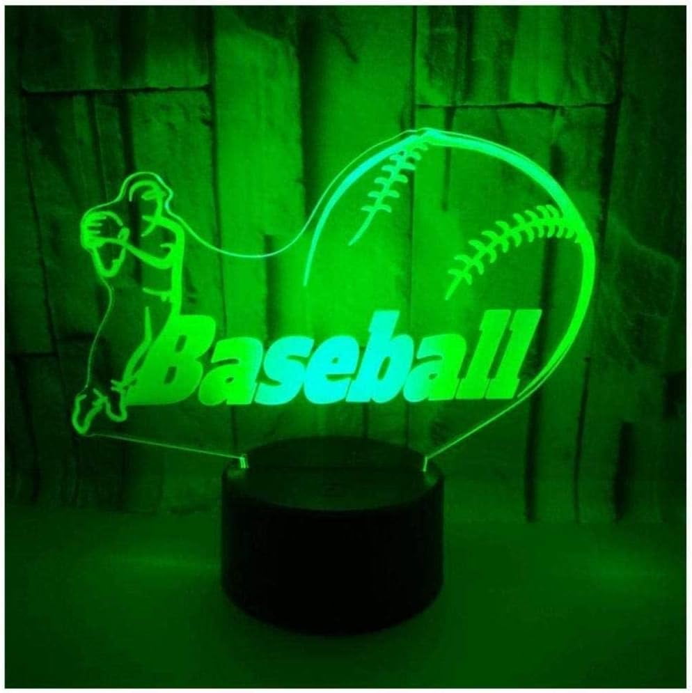 Baseball Games Toys 3D Illusion Night Light Lamp, Creative RGB Led ...
